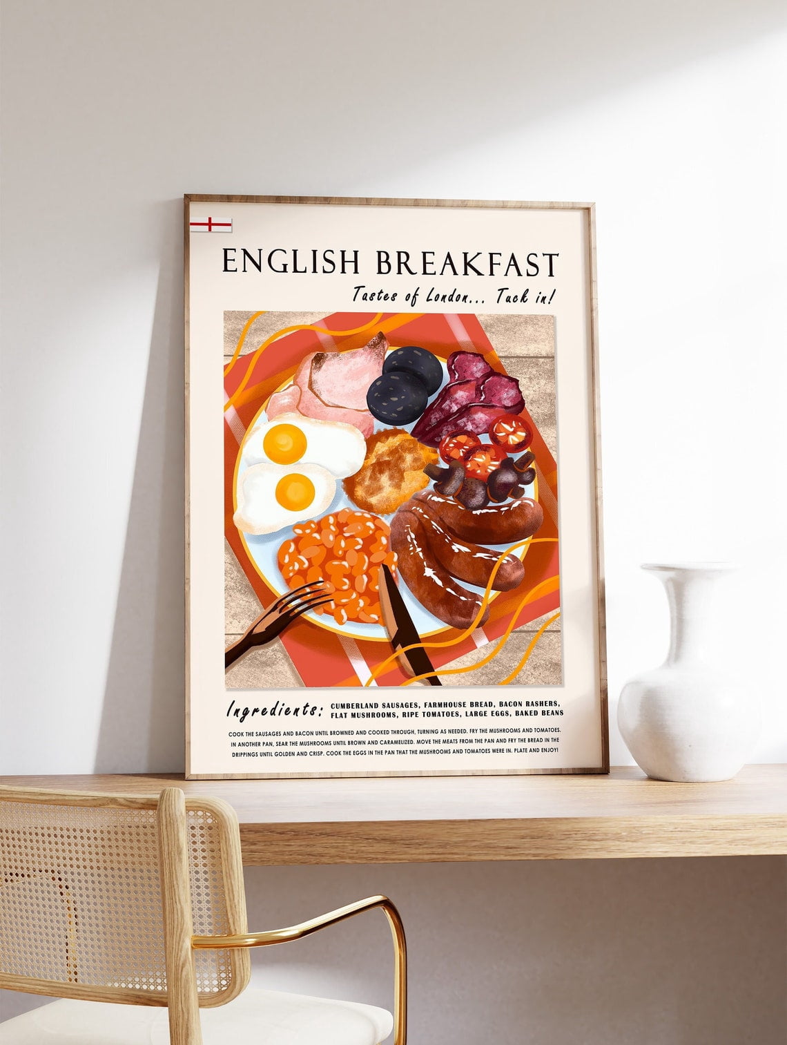 Miluva English Breakfast Food Poster, Cooking Poster, London Print ...