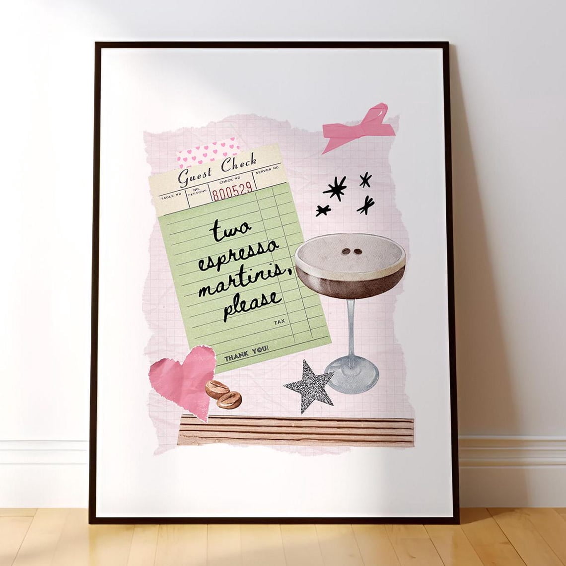 Miluva Espresso Martini Guest Check Print Green Wall Art Trendy ...