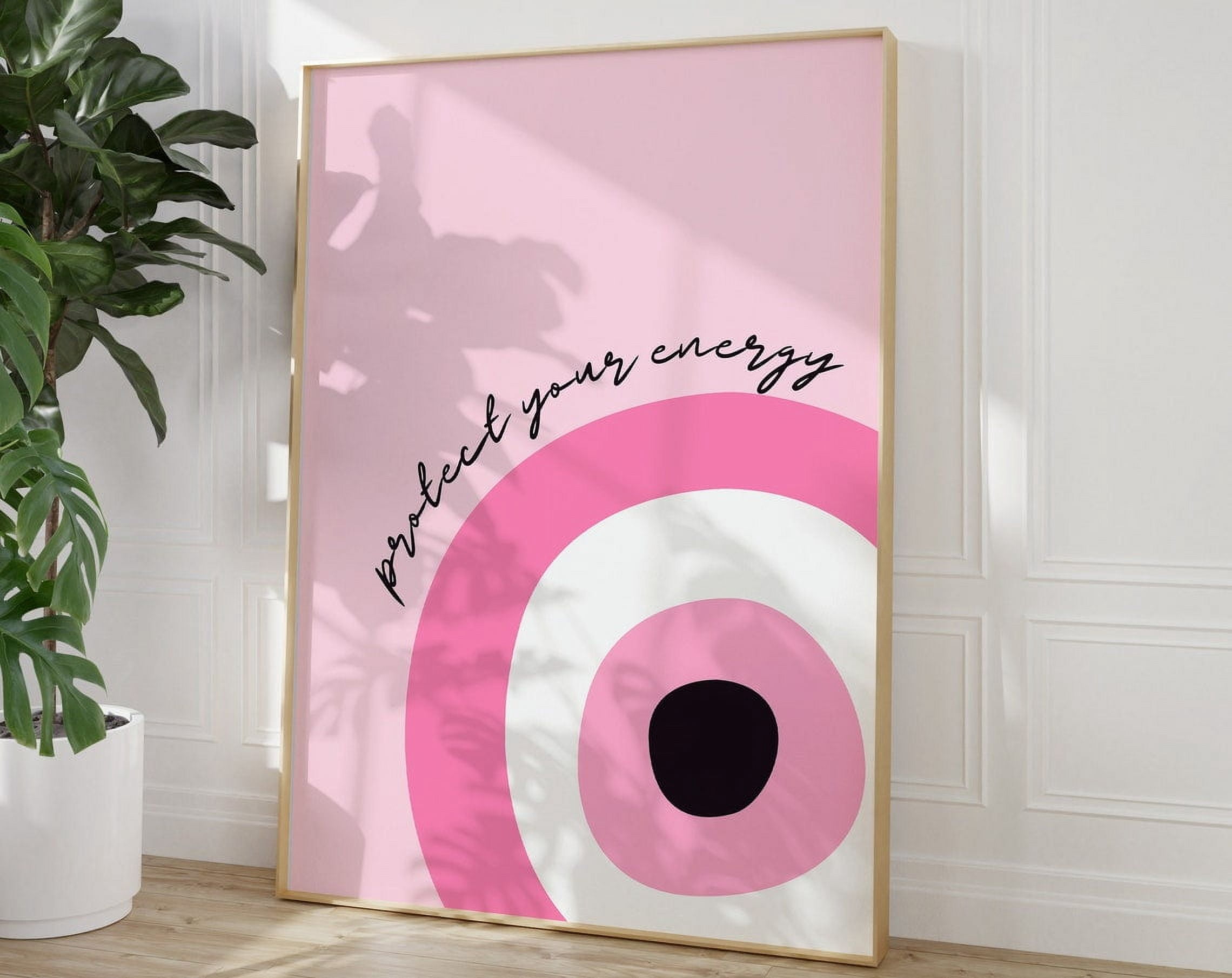 Miluva Evil Eye Wall Art Print, Trendy Pink Bedroom Decor, Retro Home ...