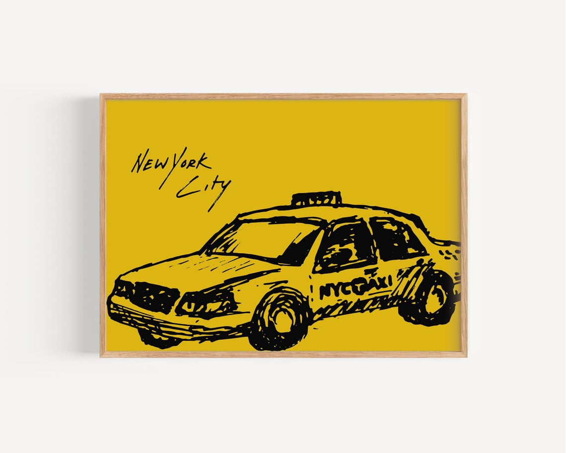 Miluva Ew York City Taxi Art Print - Bold Yellow Nyc Taxi Wall Decor ...