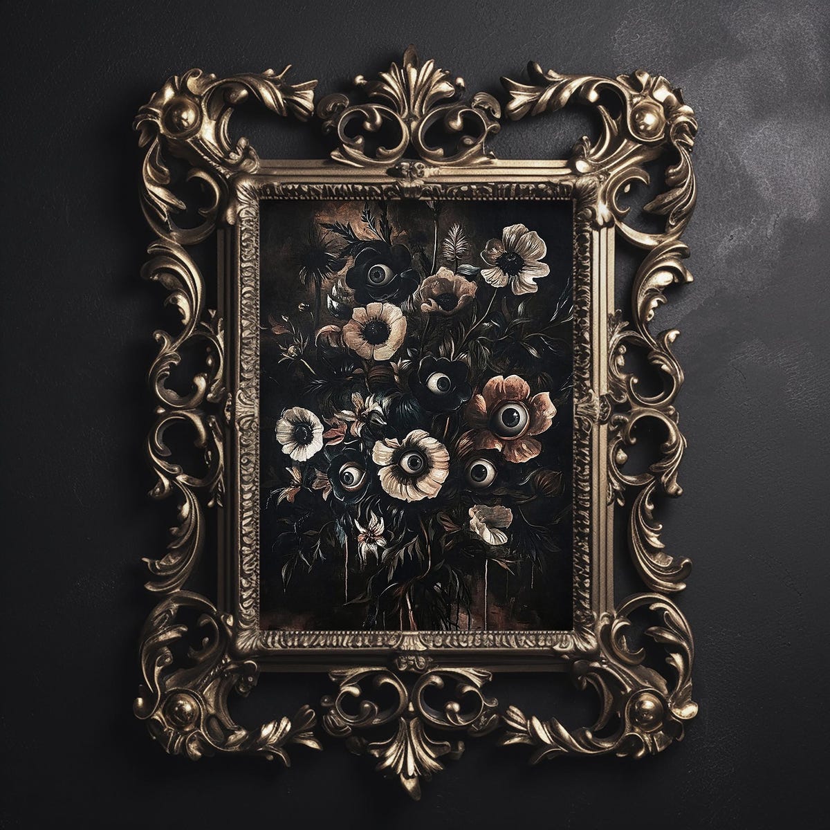 Miluva Eyes in moody dark flowers print – Strange floral witchy decor ...