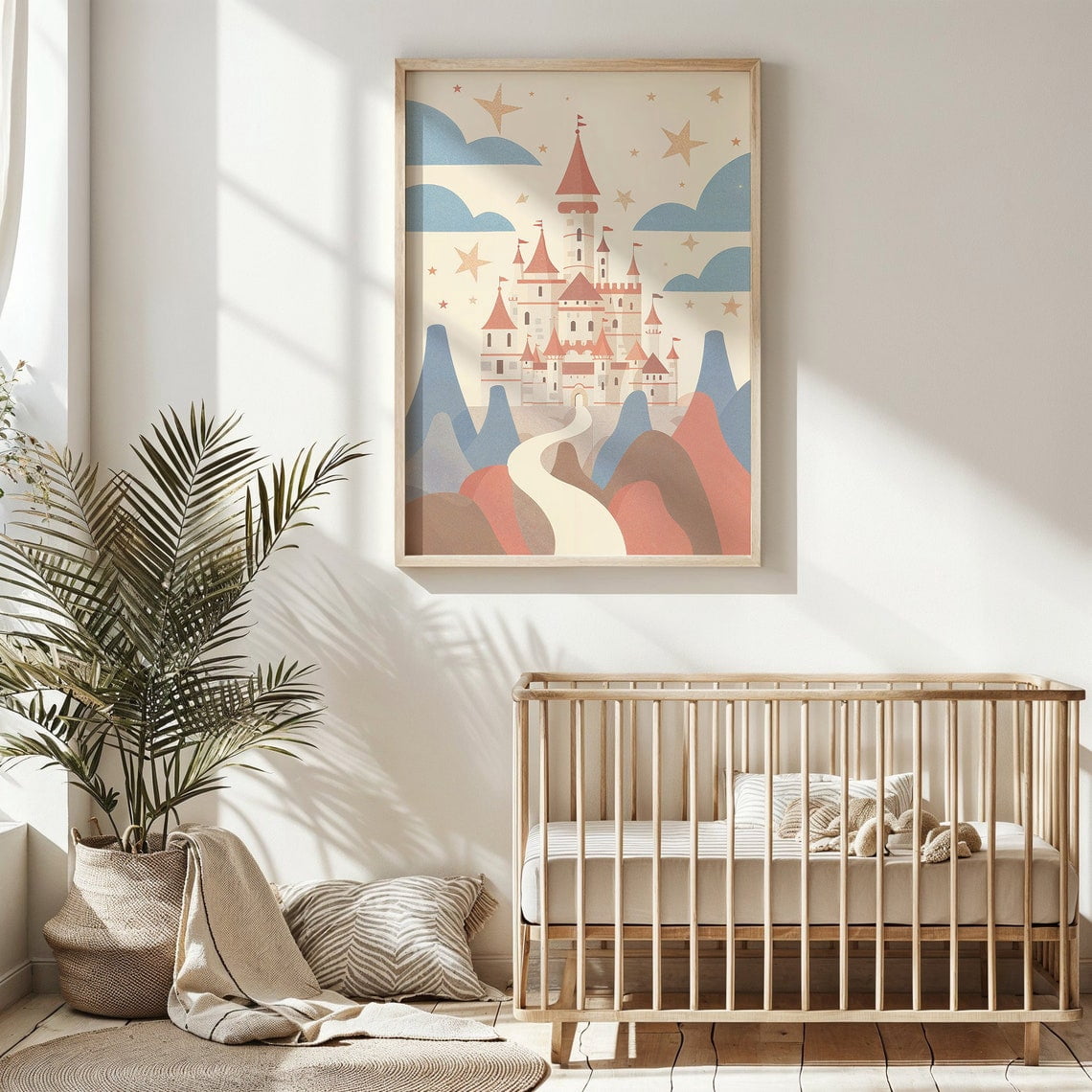 Miluva Fairytale Castle Nursery Wall Art, Kids Fantasy Poster ...