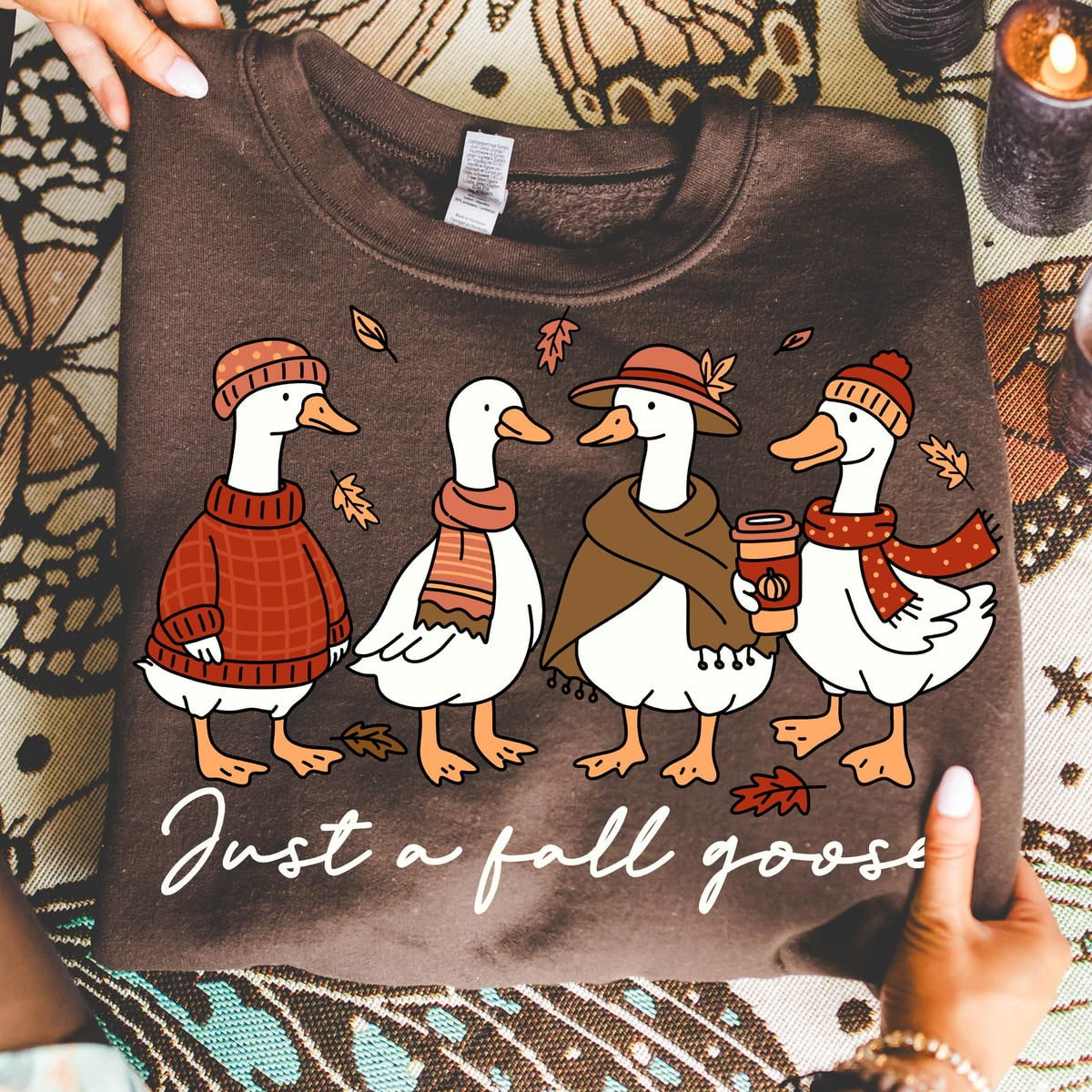 Miluva Fall Goose , Funny Cozy Goose, Autumn Goose Shirt , Cute Autumn ...
