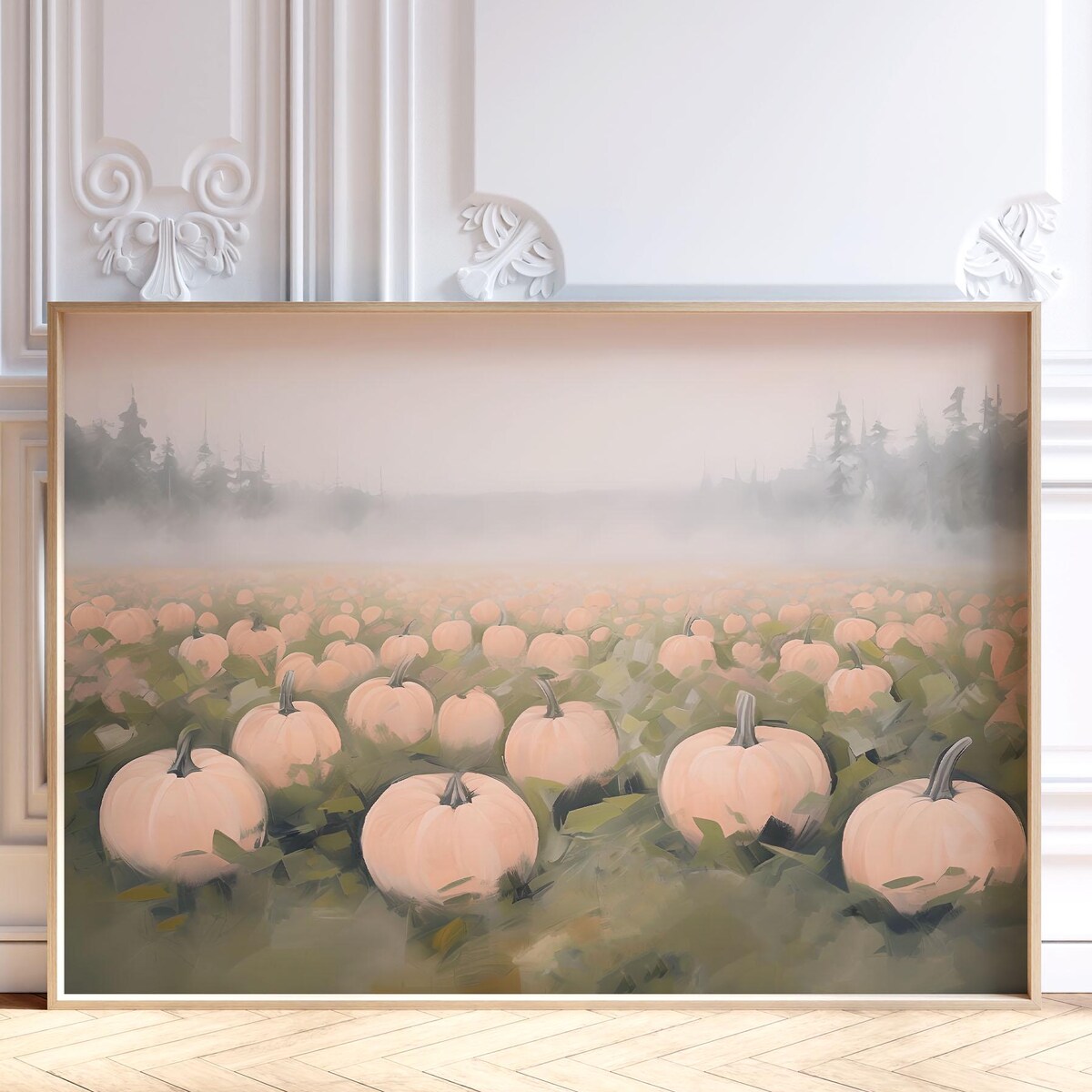 Miluva Fall pumpkin patch wall art print pastel pink pumpkin poster ...