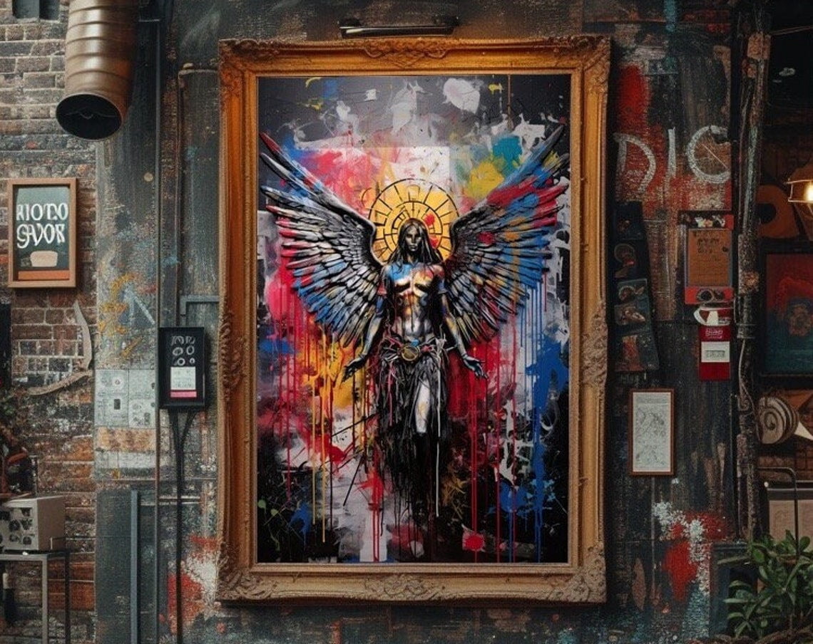 Miluva Fantasy Angel Graffiti Wall Art, Print, Colorful Angel Wall ...