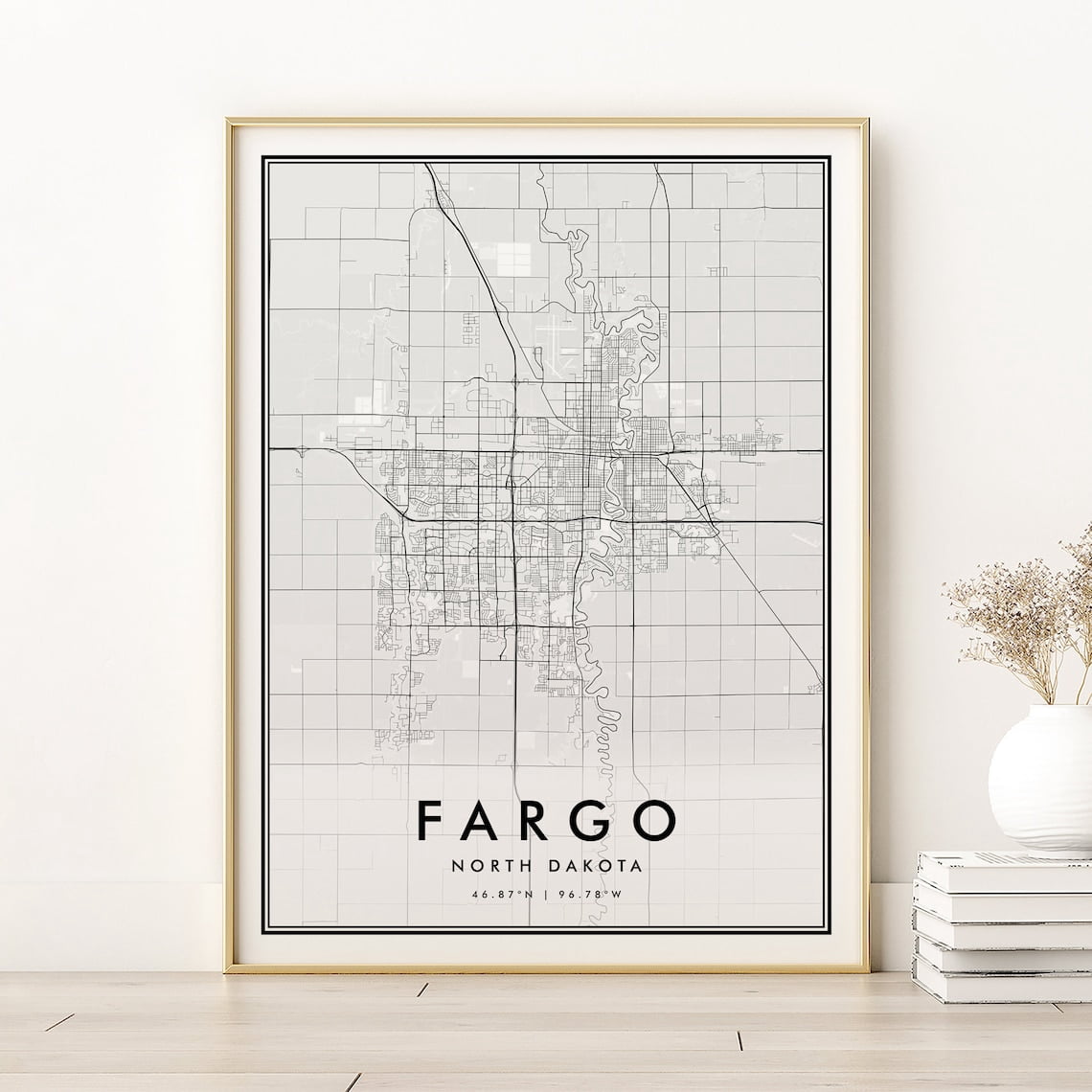 Miluva Fargo Map Print, Fargo North Dakota City Map Poster, Minimalist ...
