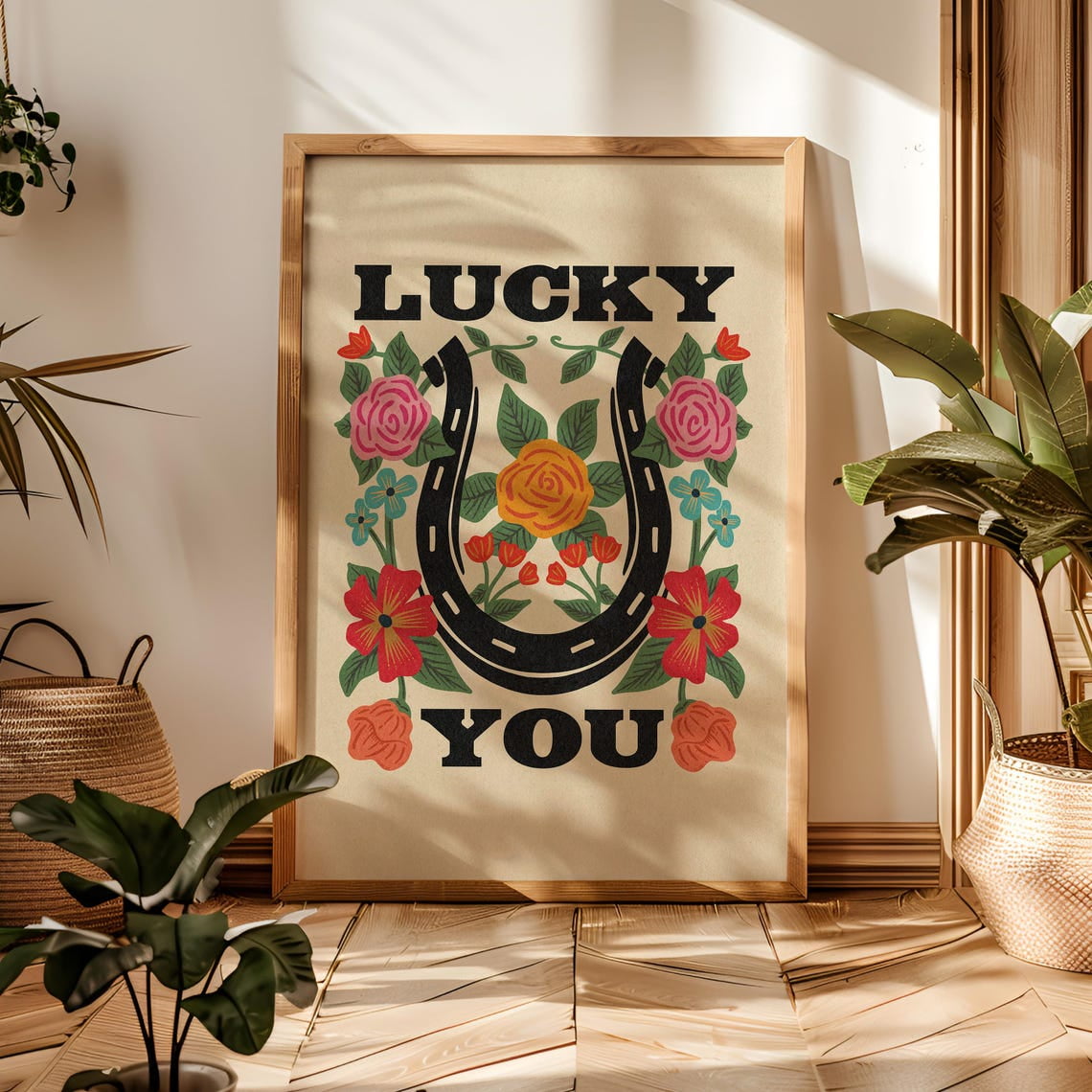 Miluva Farmhouse Lucky Decor Wall Accent Room Art Horse Print Boho ...