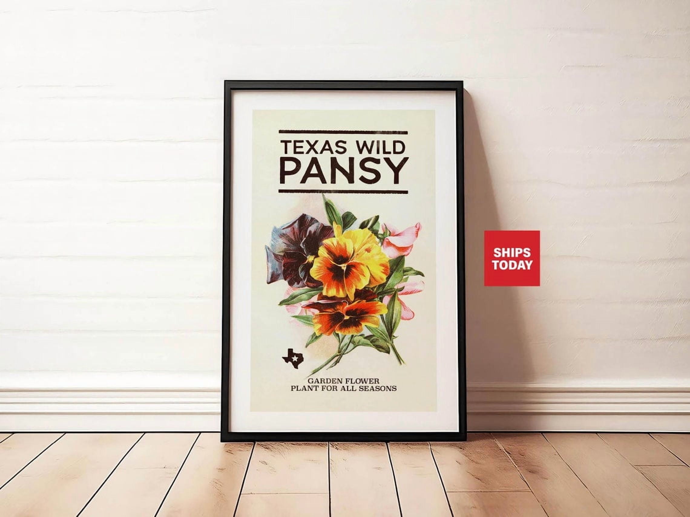 Miluva Farmhouse Pansy Print Retro Kitchen Art Decor Texas Wild Pansy ...
