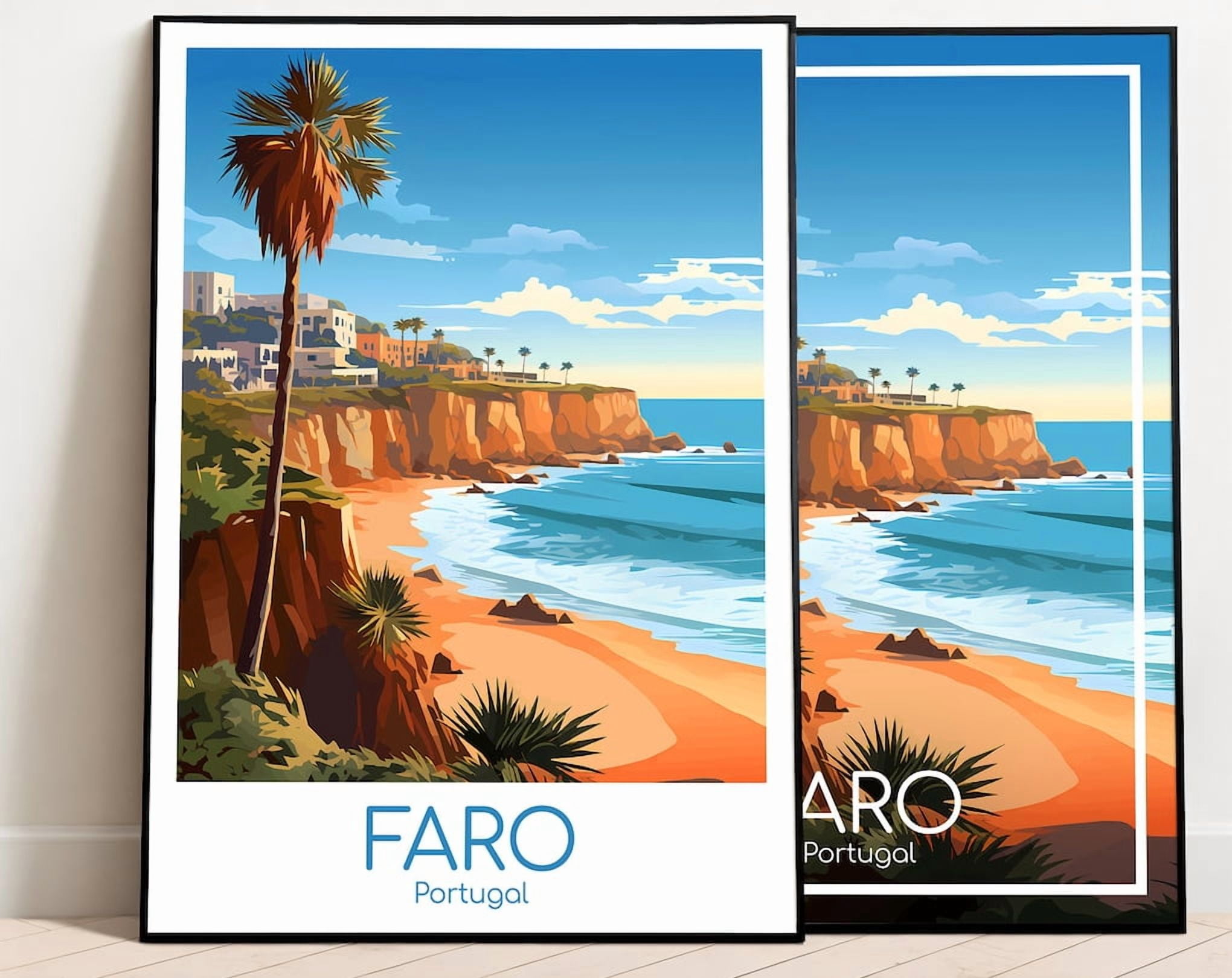 Miluva Faro Travel Poster Faro Poster Wall Art Portugal Vintage Poster ...