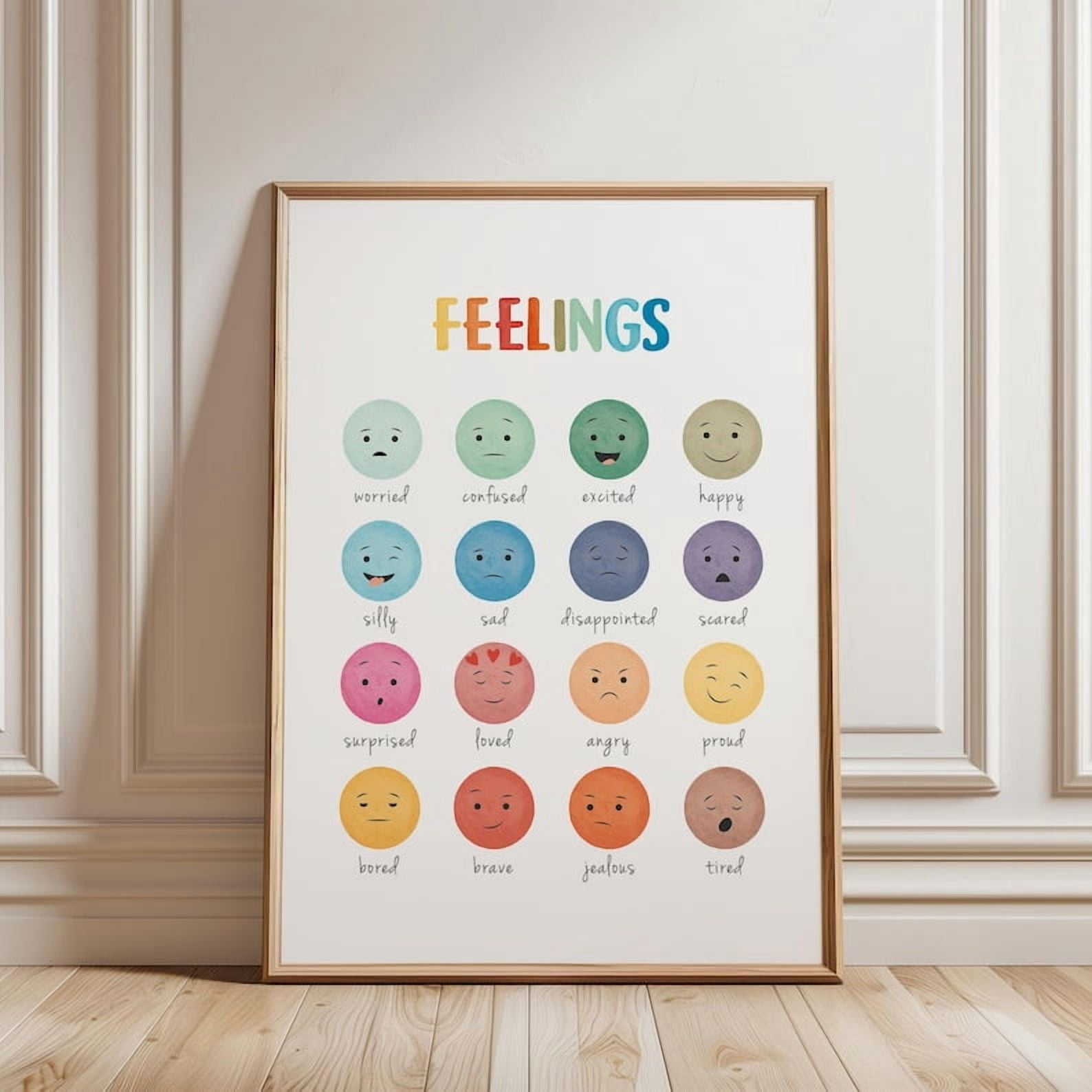 Miluva Feelings Chart, Emotions Print, School Counselor, Therapy Office ...