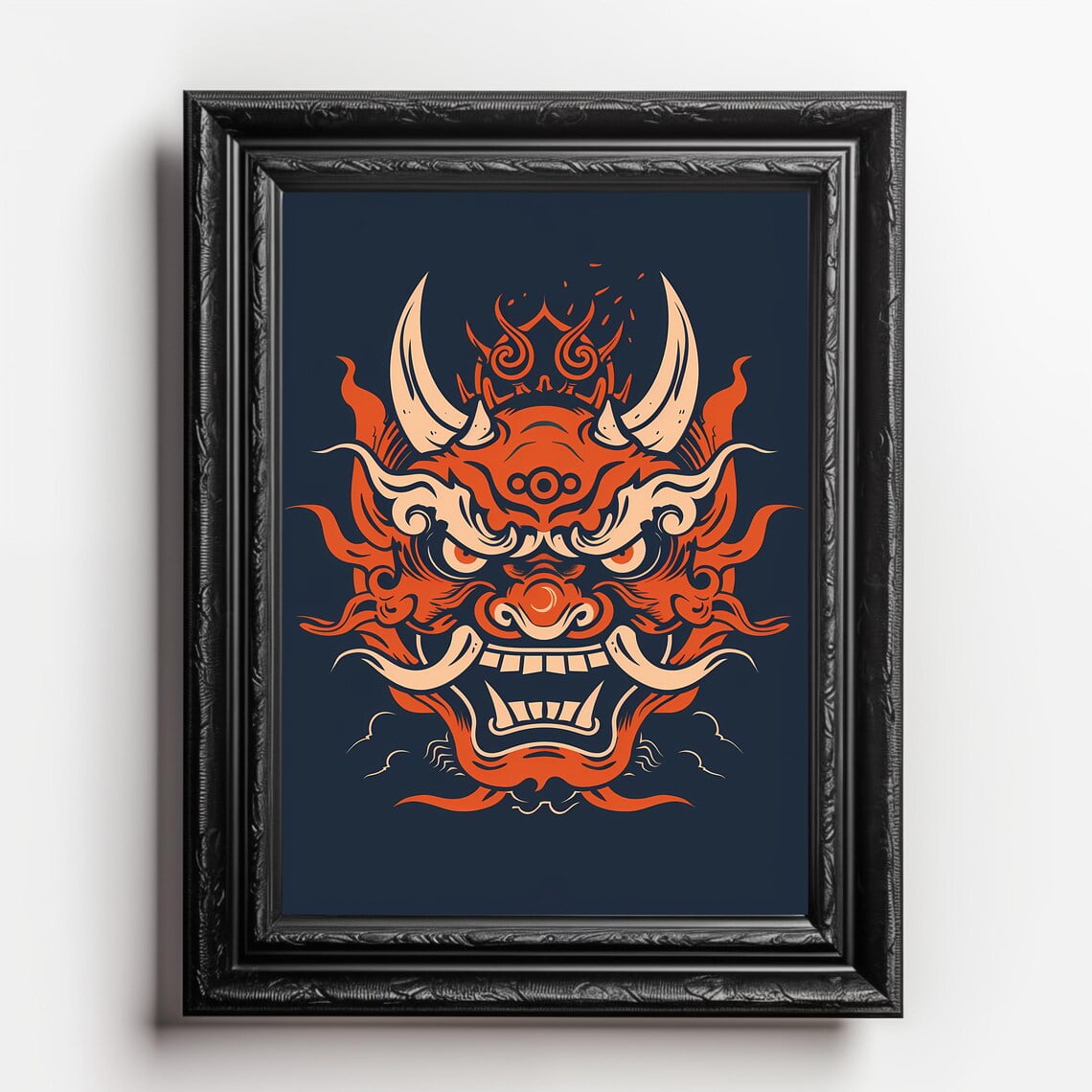 Miluva Fierce Oni Mask Digital Art Print: Japanese Folklore Demon ...