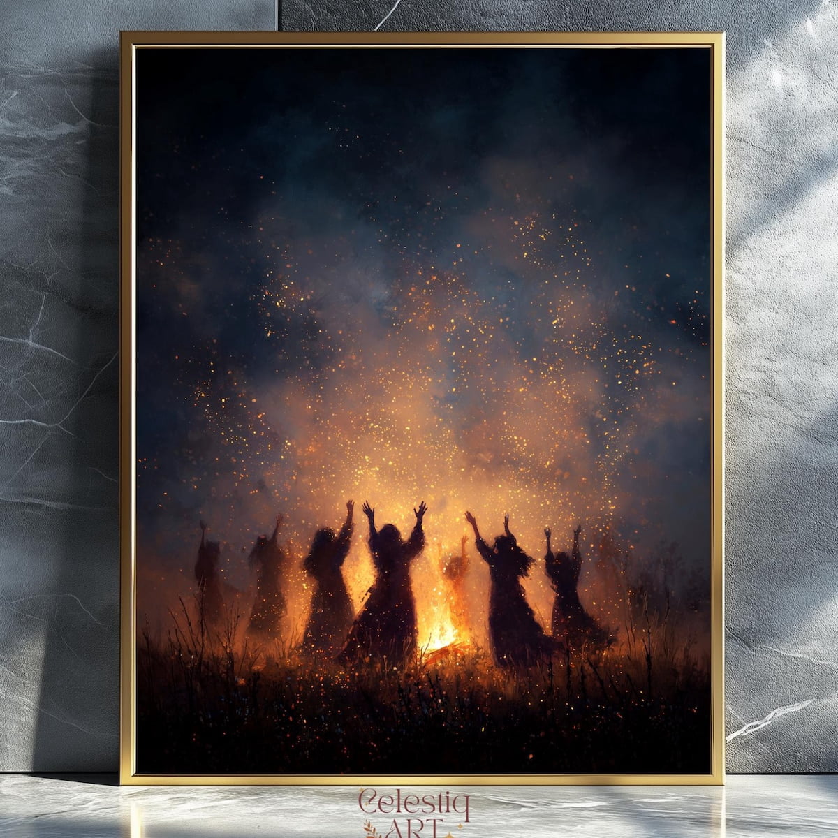 Miluva Fire dance wall art – Nymphs witches dancing – Dark academia ...