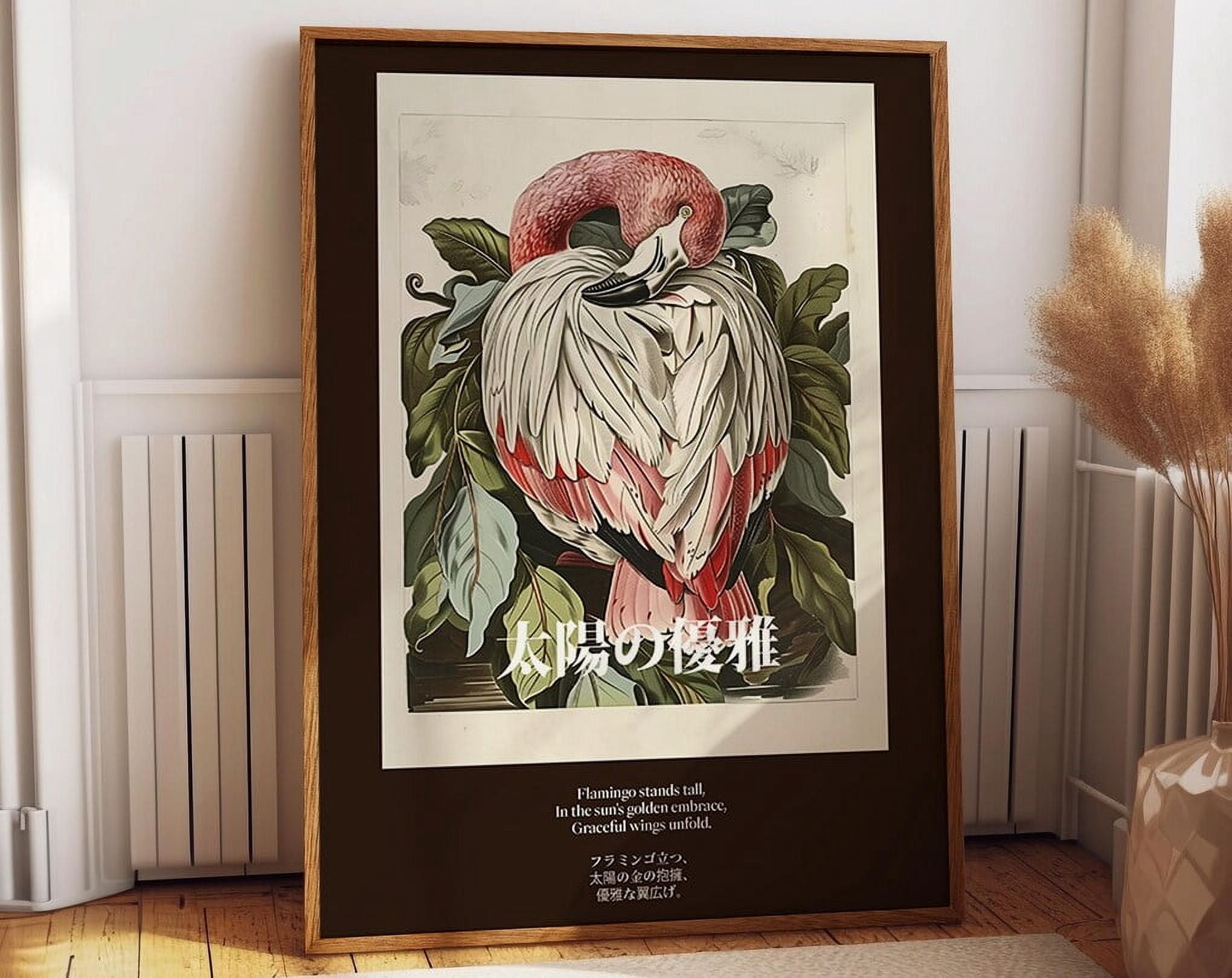 Miluva Flamingo Bird Wall Art Graceful Wings Nature Poster Botanical ...