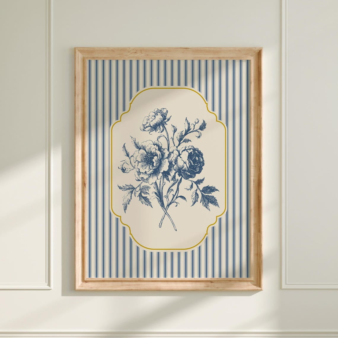 Miluva Floral Farmhouse Wall Art Printable, Blue Country Cottage Decor ...
