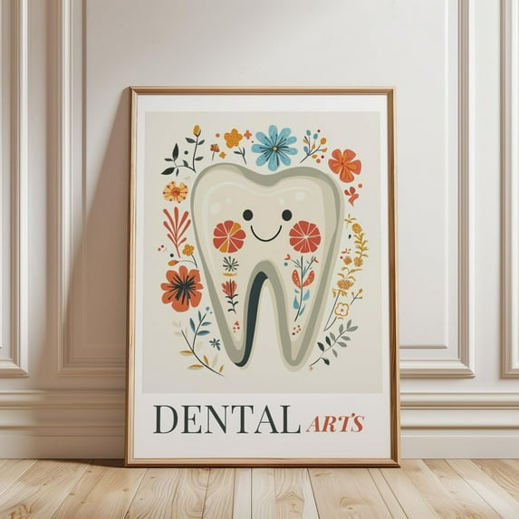 Miluva Floral Tooth Dental Poster, Flower Botanical Dentist Print ...