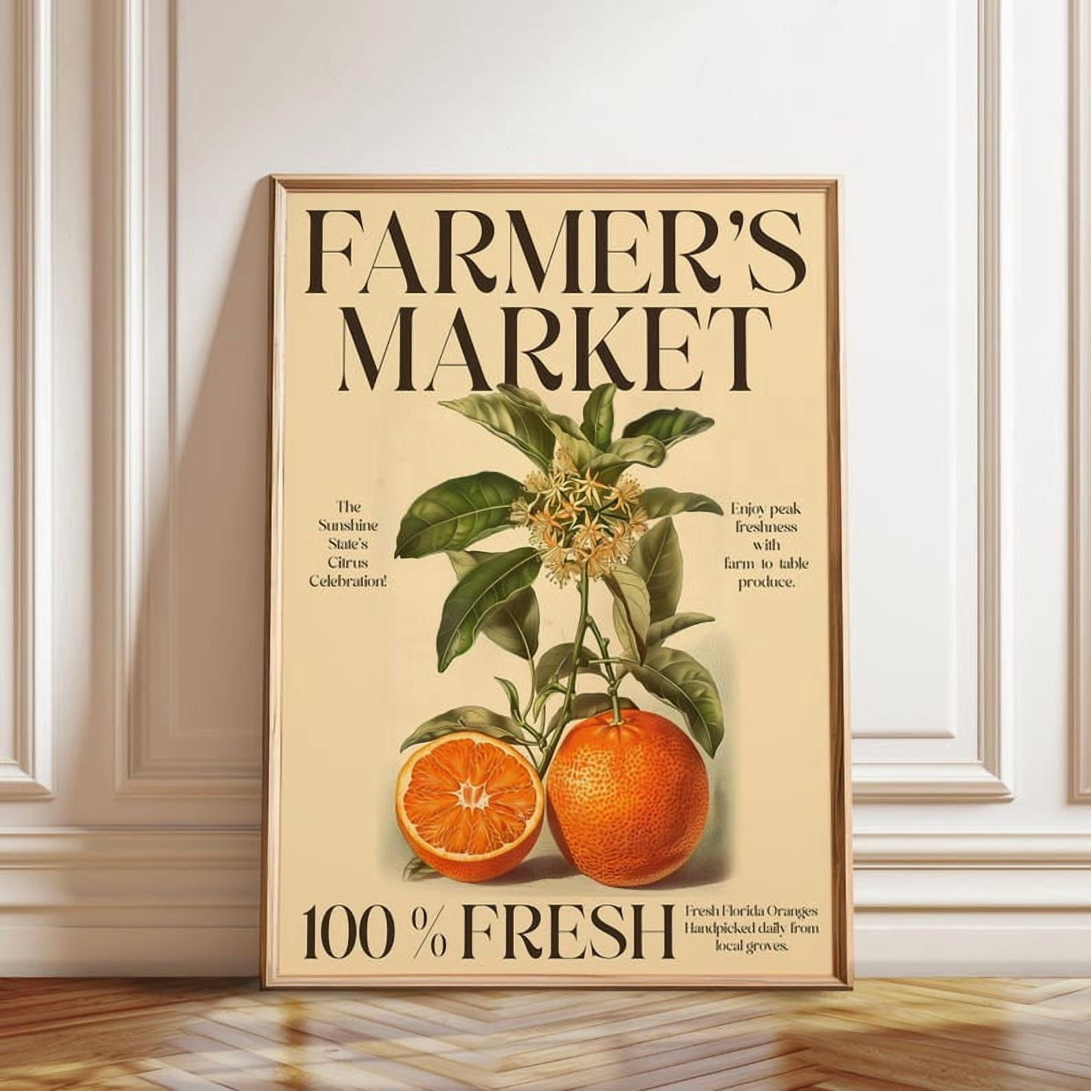 Miluva Florida Oranges Wall Art - Farmer'S Market Fresh Citrus Poster ...