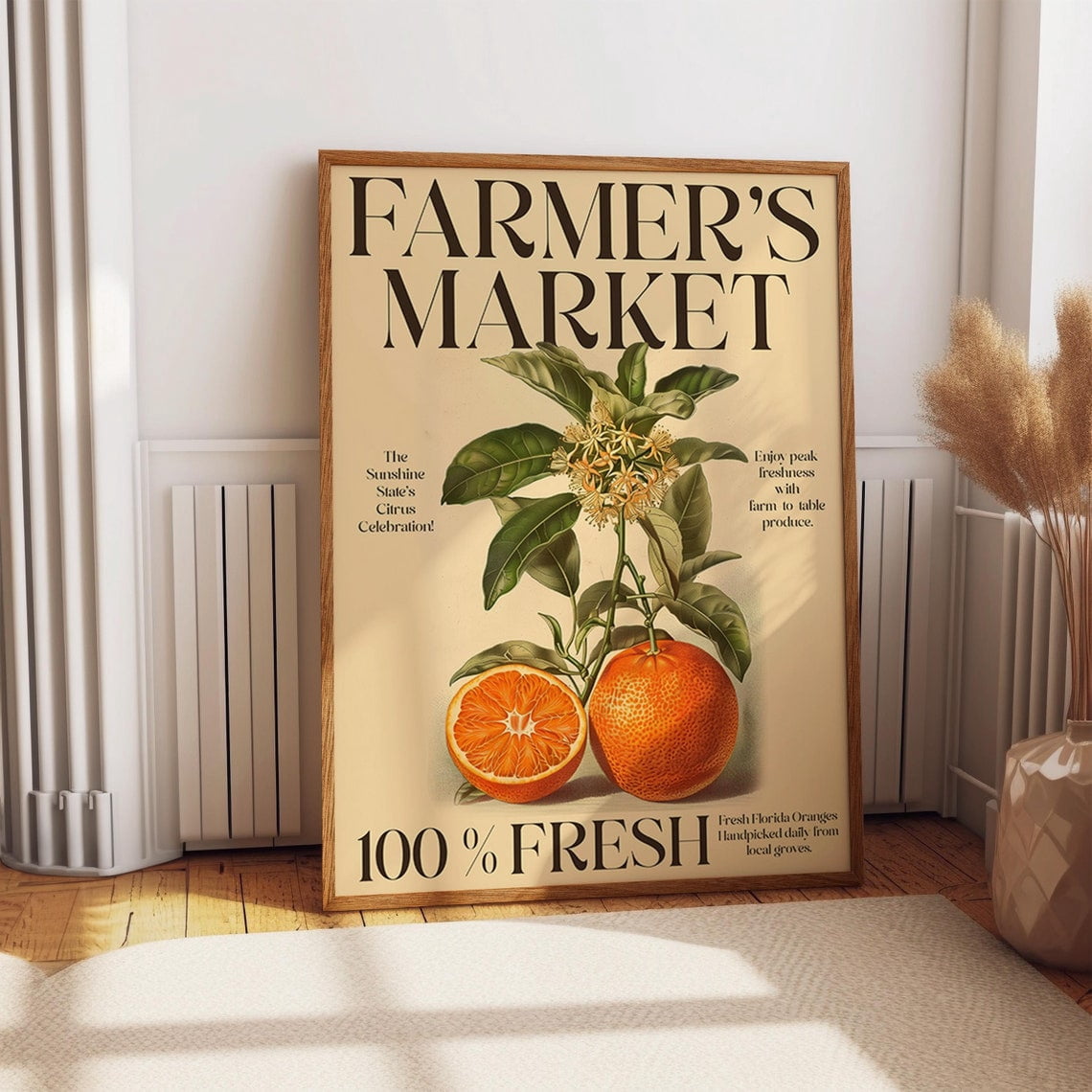 Miluva Florida Oranges Wall Art - Farmer'S Market Fresh Citrus Poster ...