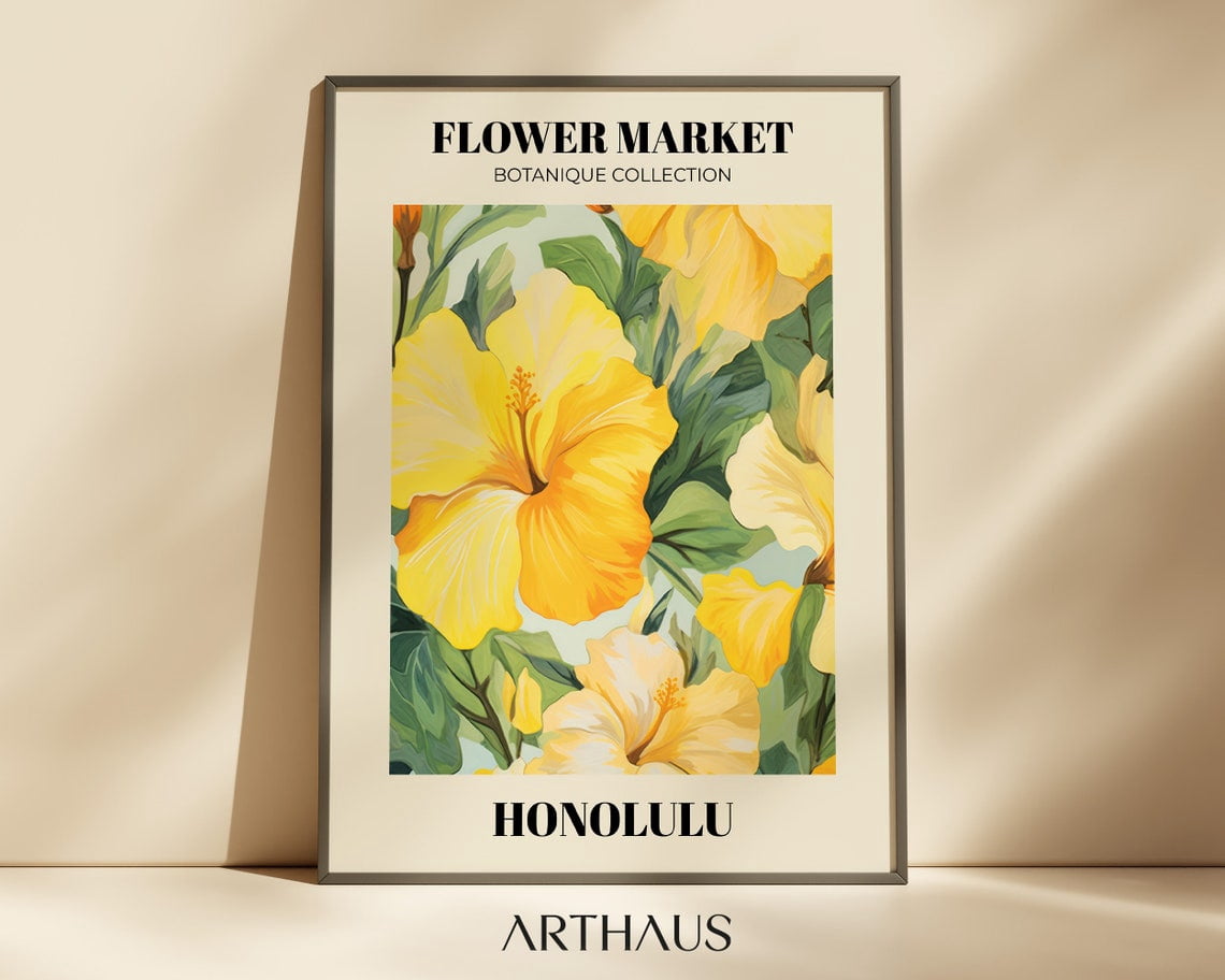 Miluva Flower Market Honolulu Print Yellow Floral Print Flower Market ...