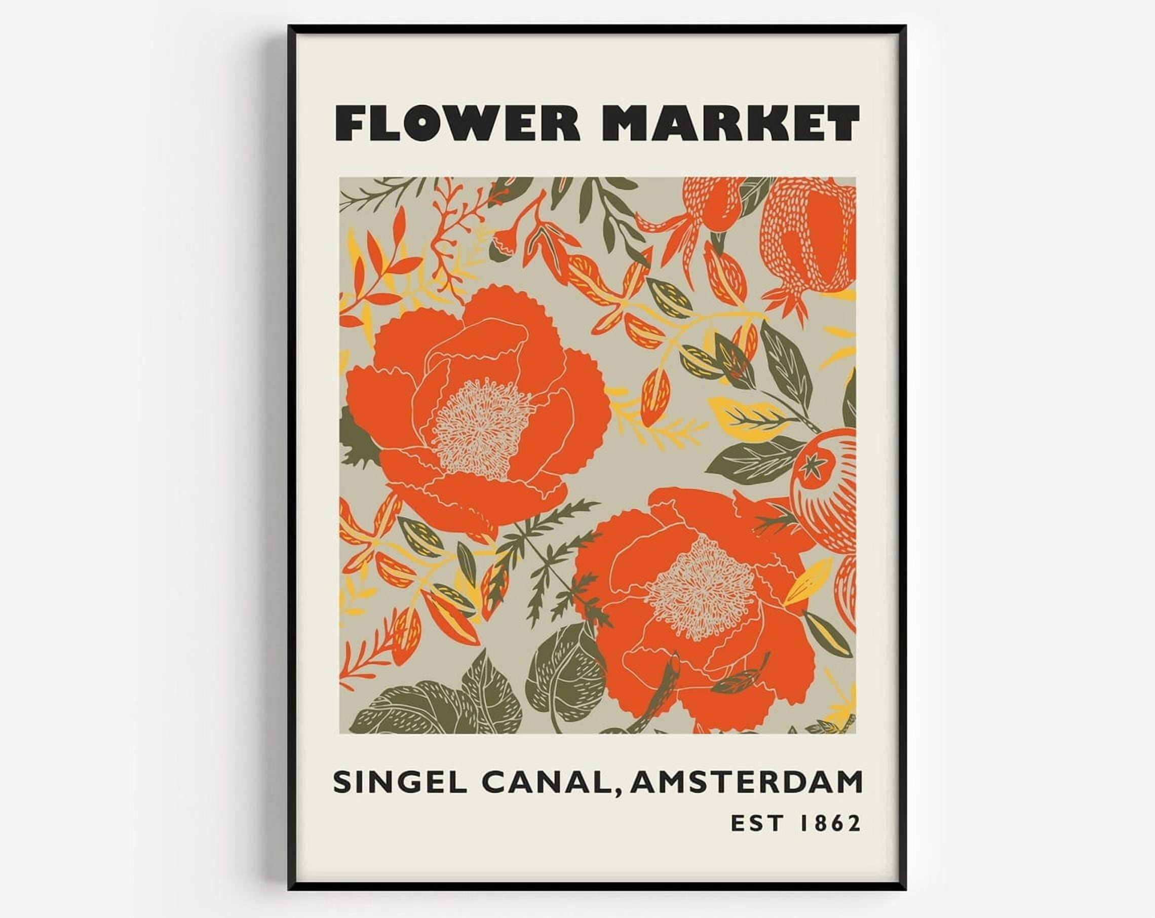 Miluva Flower Market Print, Flower Print, Red Print, Wall Art Print ...