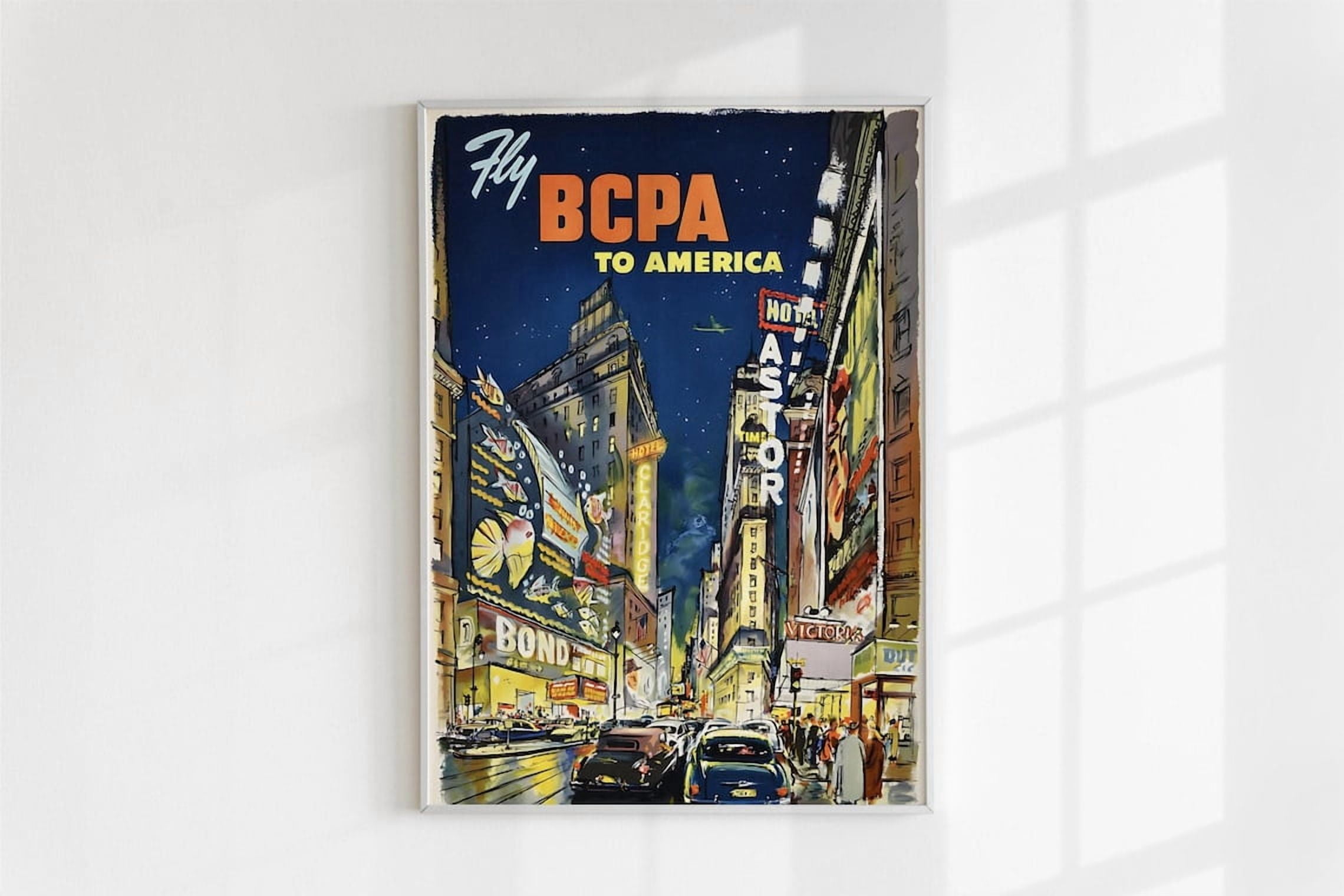 Miluva Fly Bcpa To America Vintage Times Square Printable Wall Art 2:3 ...