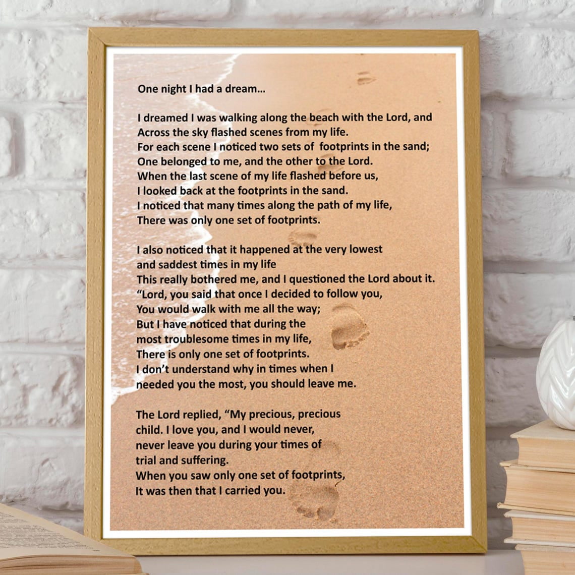 Miluva Footprints In The Sand Poem Christian Poem Christian Decor For ...