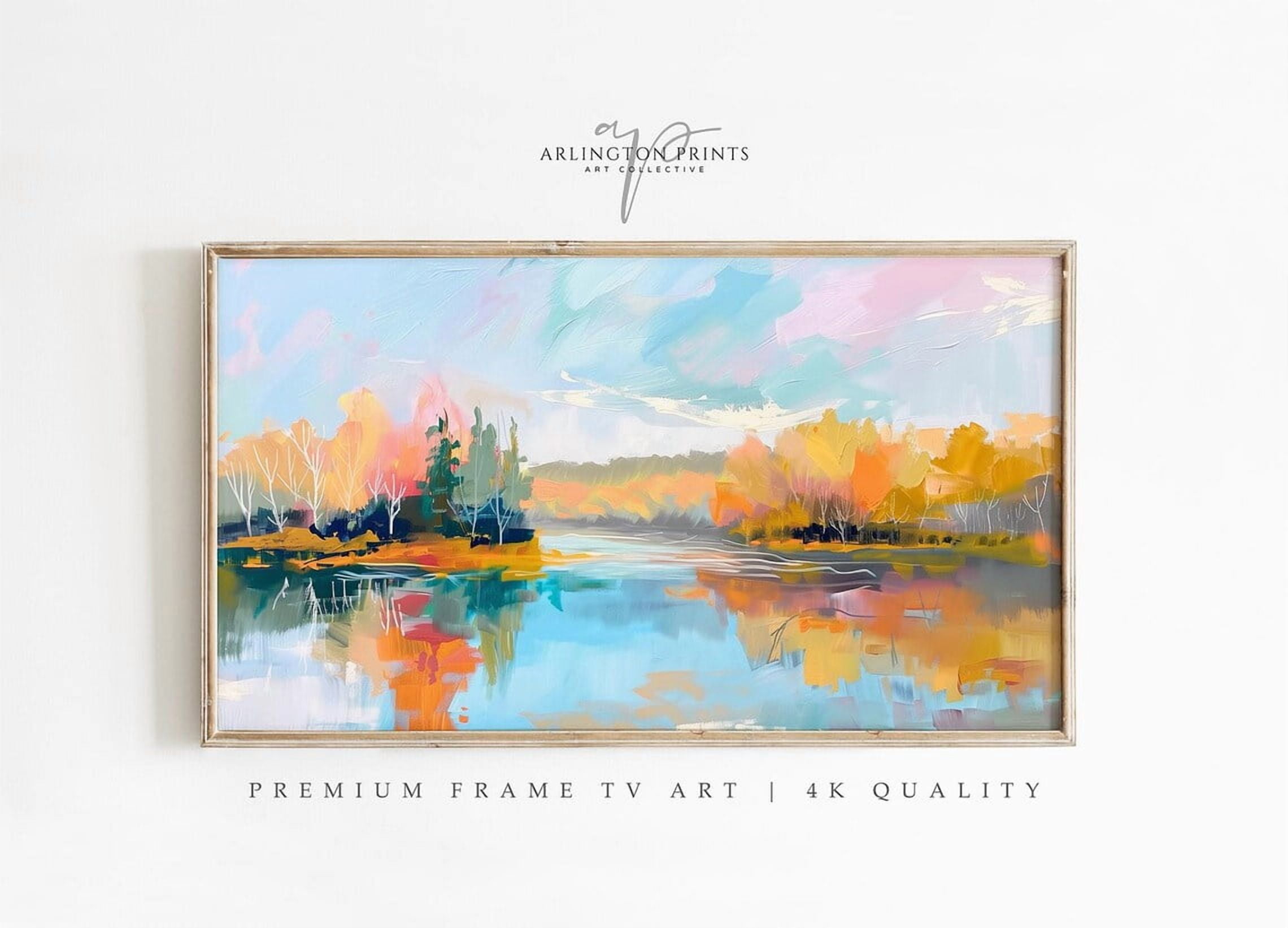 Miluva Frame Fall Forest And Lake Pastel, Colorful Pink Autumn ...