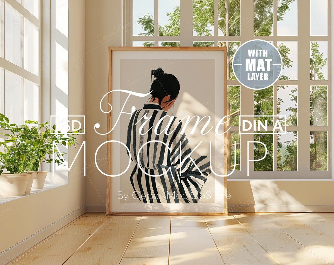 Miluva Frame Mockup Realistic Psd, On Window Din A (A0 ) Vertical ...