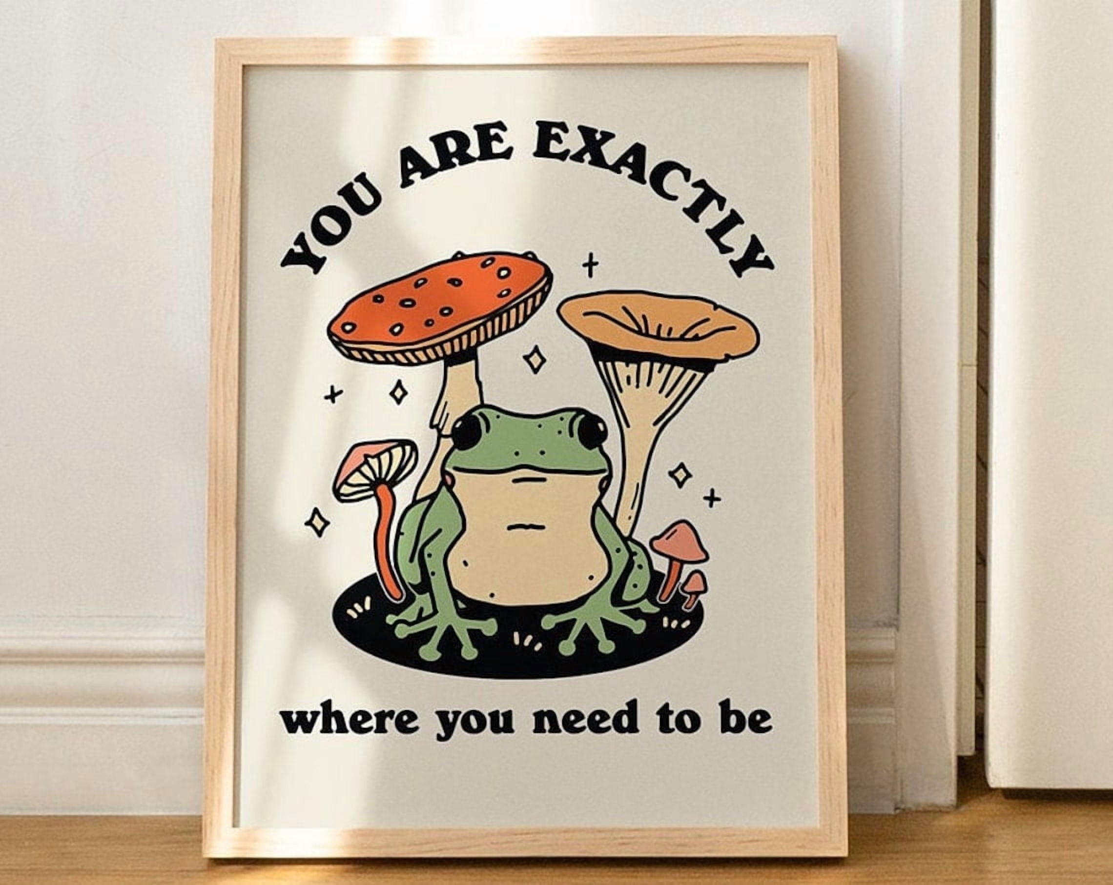 Miluva Framed Retro Frog Poster Print, Positive Quote, Vintage Frog ...