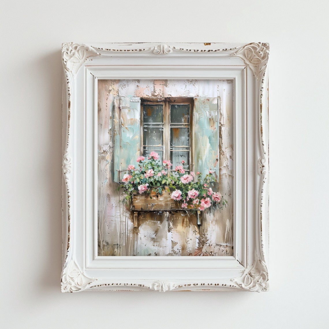 Miluva French Country Balcony , Pastel Blue Pink Vintage Print ...