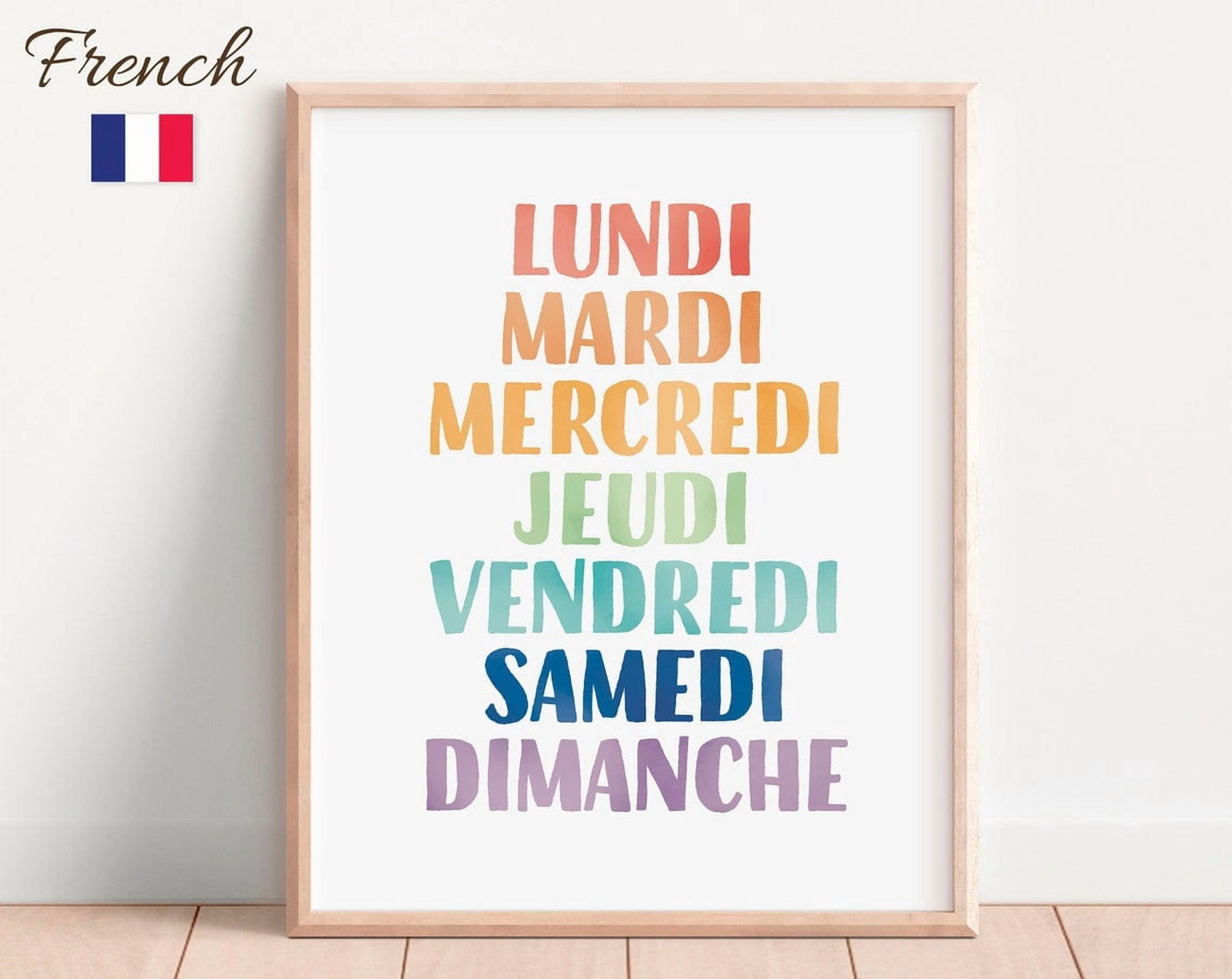 Miluva French Educational Poster, French Classroom Printables, Days Of ...