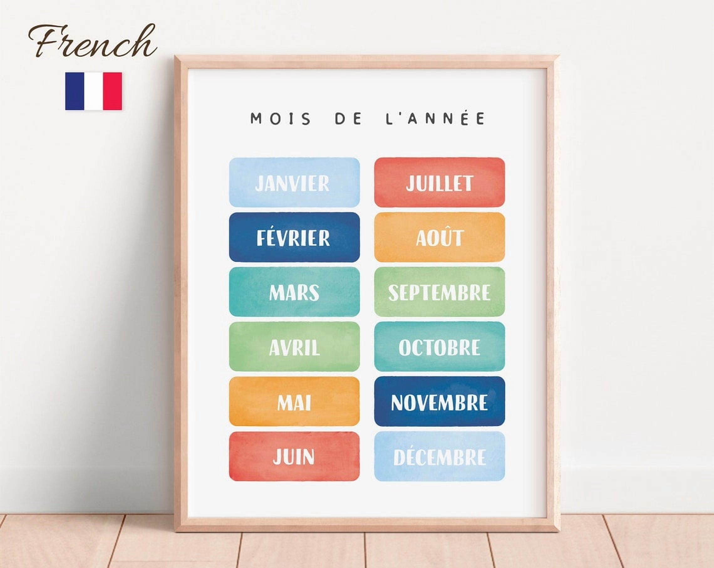 Miluva French Educational Poster, French Classroom Printables, Months ...