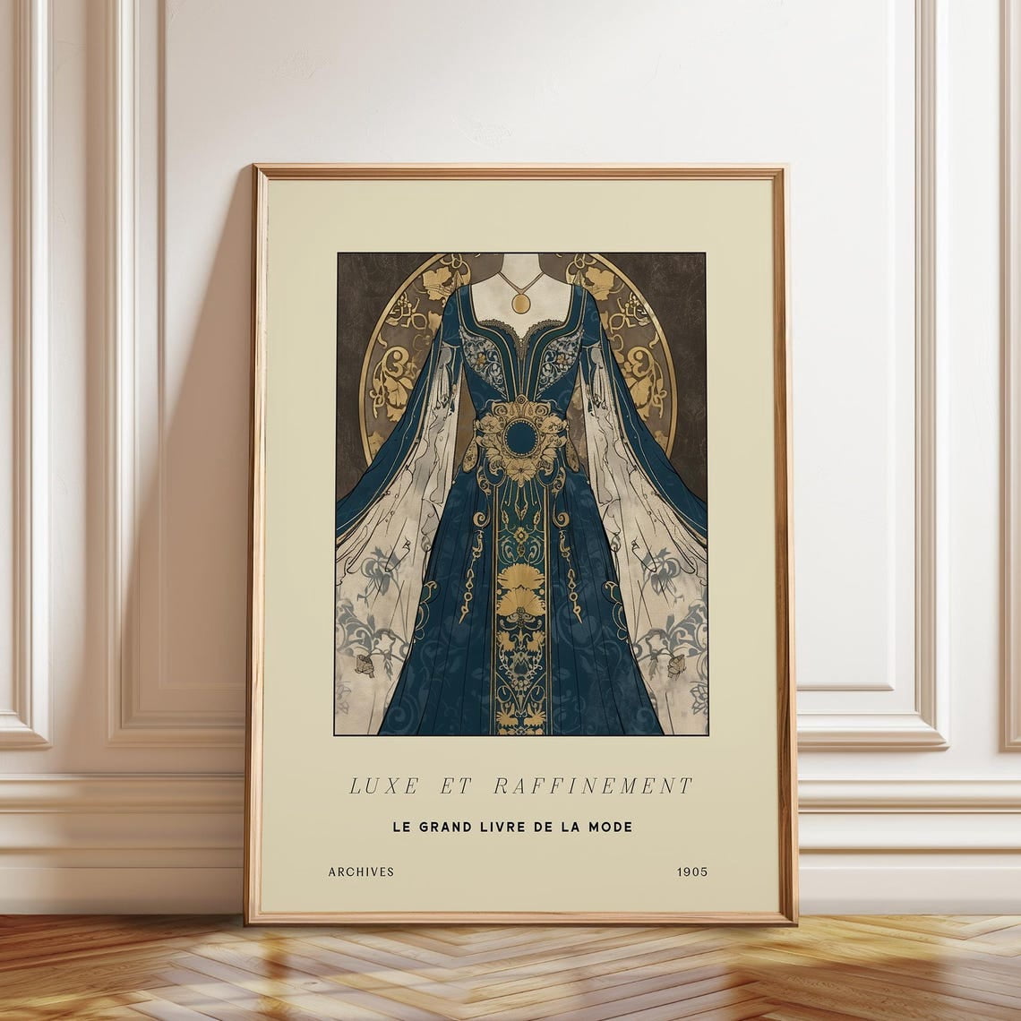 Miluva French Fashion Art Poster - Antique Gown Design Nouveau Fashion ...