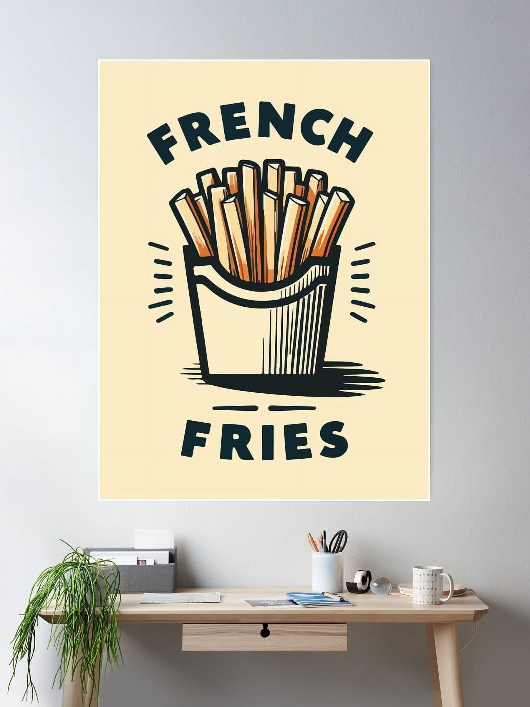 Miluva French Fries Retro Poster, Fast Food Print, Vintage Aesthetic ...