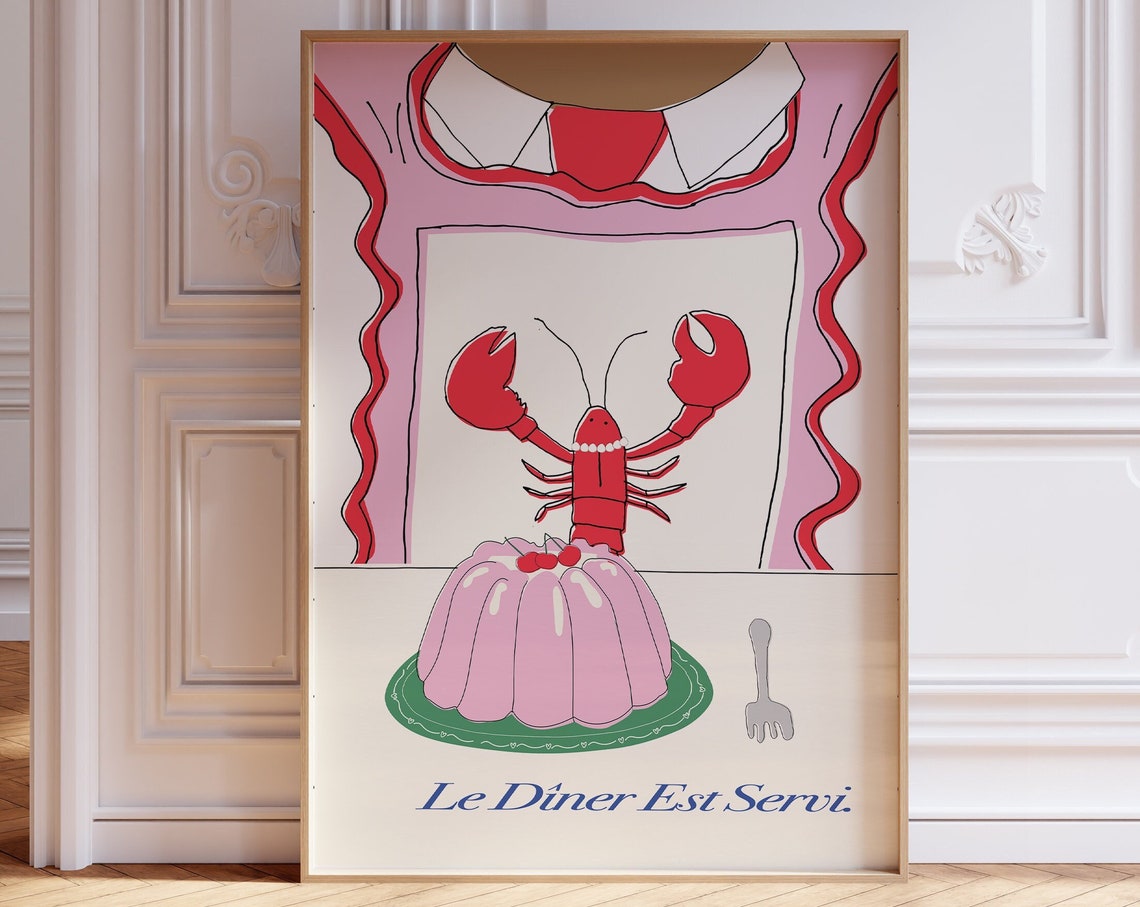Miluva French Vintage Dinner Party Poster, Funky Kitschy Kitchen Wall ...