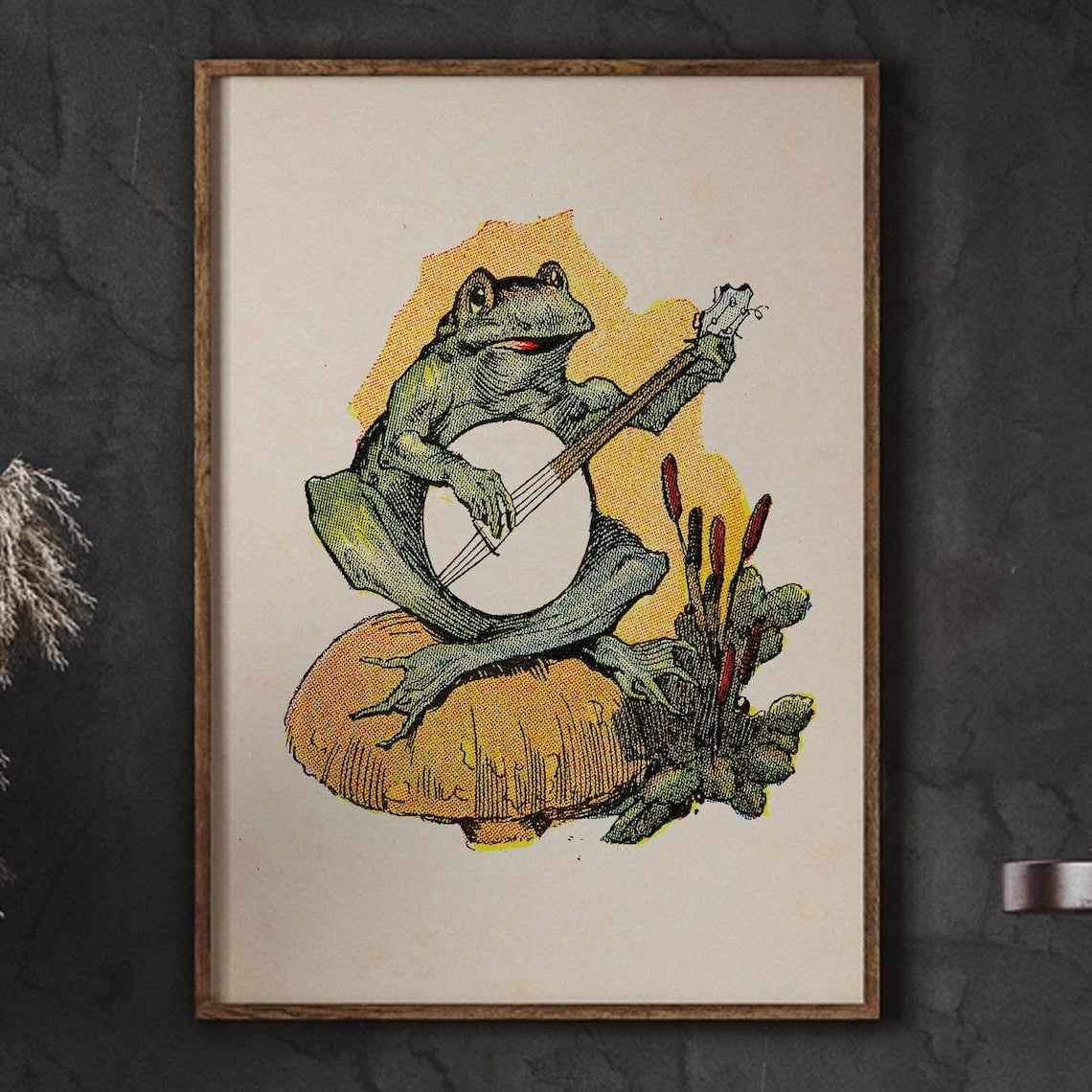 Miluva Frog Playing Violin In The Moonlight, Vintage Frog Print, Frog ...