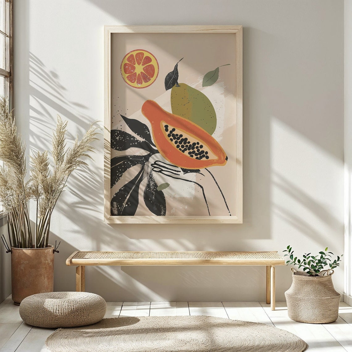 Miluva Fruit Themed Nursery Wall Art, Kids Room Citrus And Papaya ...