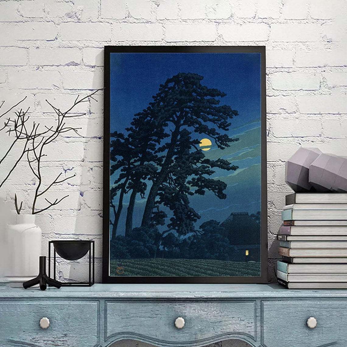 Miluva Full Moon In Magome By Kawase Hasui-Vintage Japan Poster ...