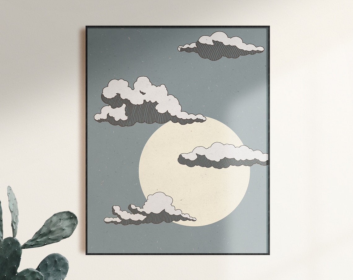 Miluva Full Moon Print, Moon Poster, Moon Decor, Moon Art Print, Art ...