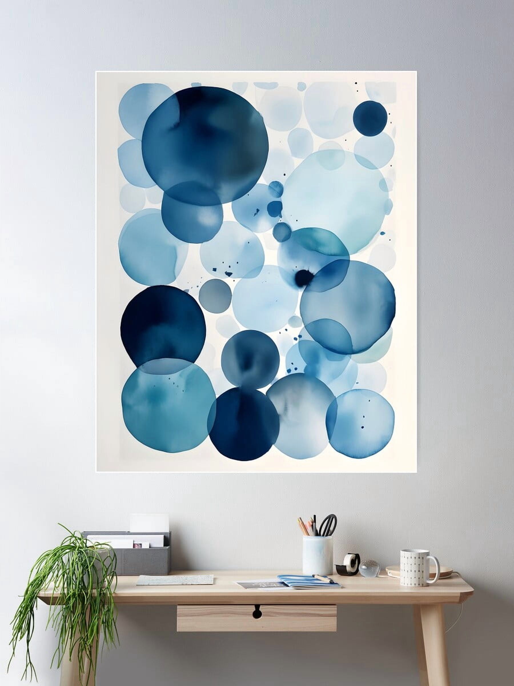 Miluva Fun Blue Bubbles Wall Art, Nursery Bathroom Print, Circles And ...