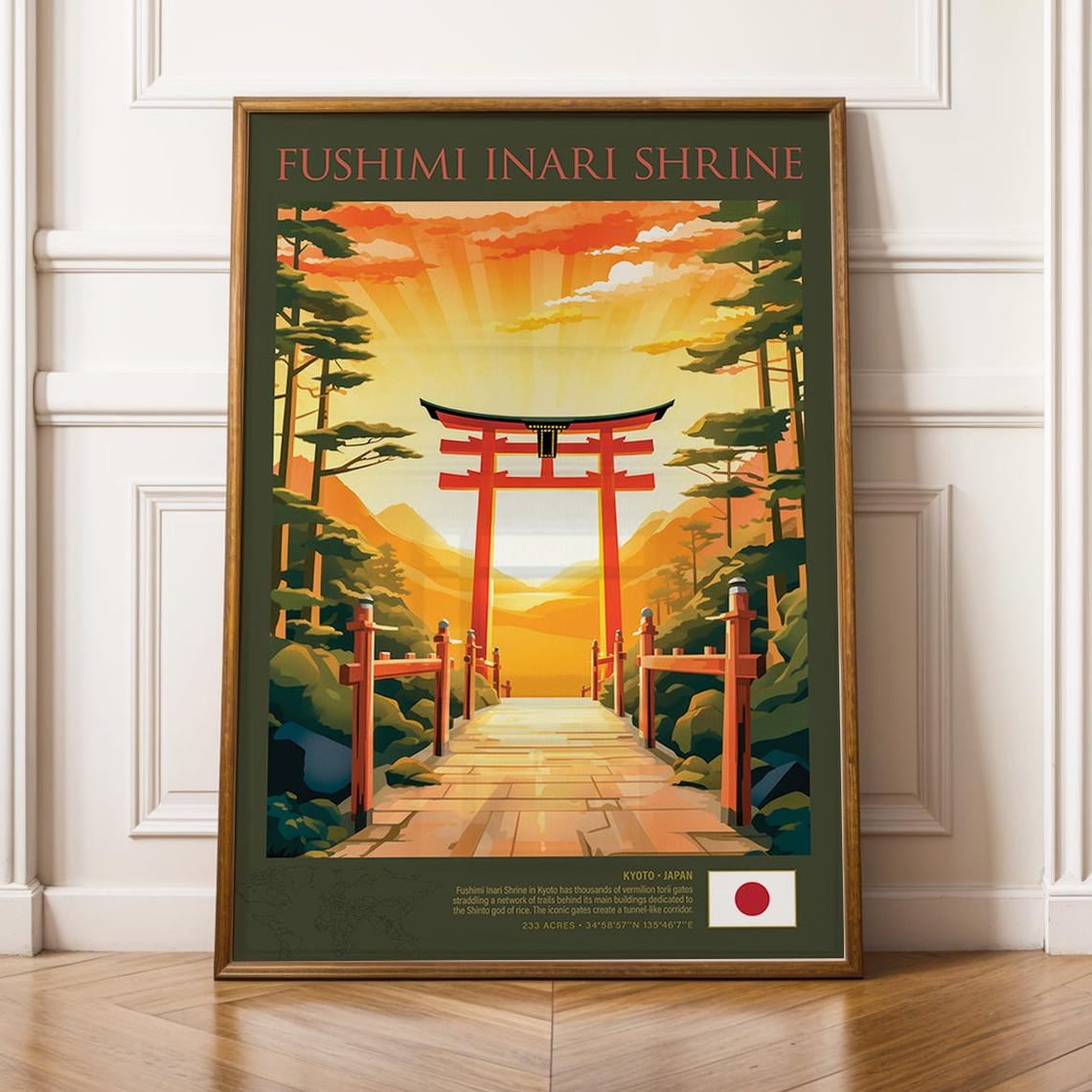 Miluva Fushimi Inari Shrine Poster, Japanese Travel Print, Kyoto Torii ...