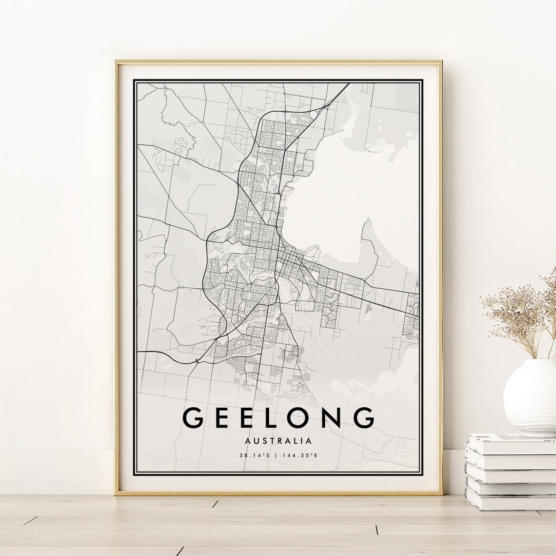 Miluva Geelong Map, Geelong Australia Town Map, Gift Minimalist Art ...