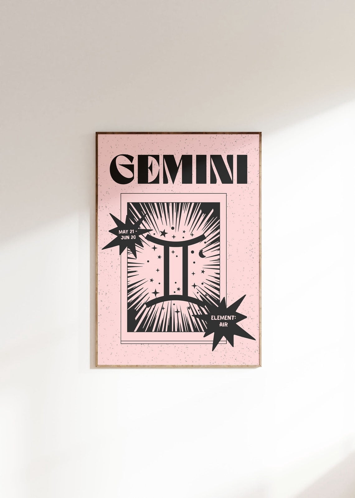 Miluva Gemini Poster, Gemini Retro Zodiac Wall Print, Retro Wall Decor ...