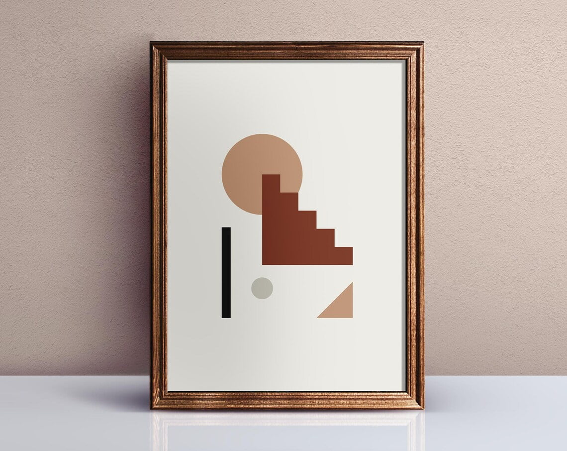 Miluva Geometric Wall Art, Boho Art, Mid Century Artwork, Abstract Art Print, , Modern Art ...