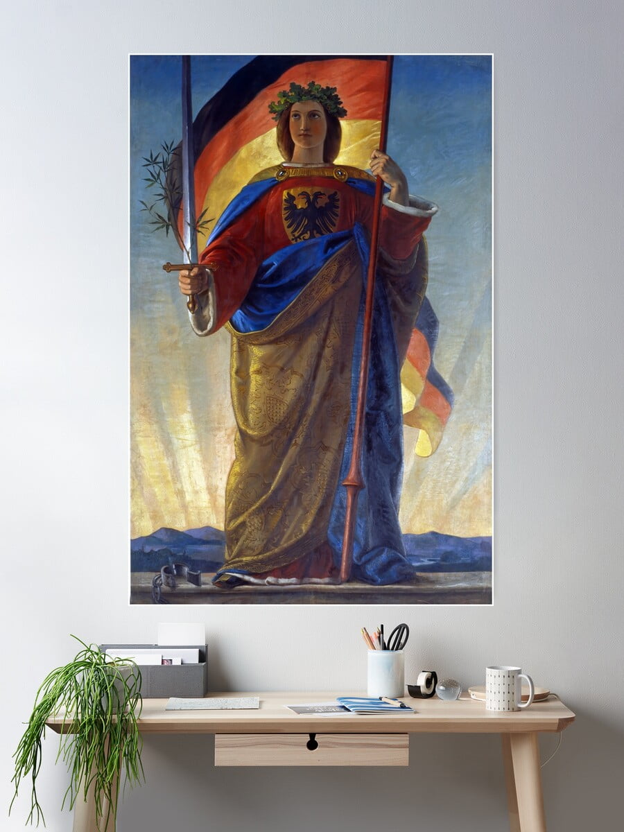 Miluva Germania An Allegorical Figure With Sword And Flag Poster Wall ...