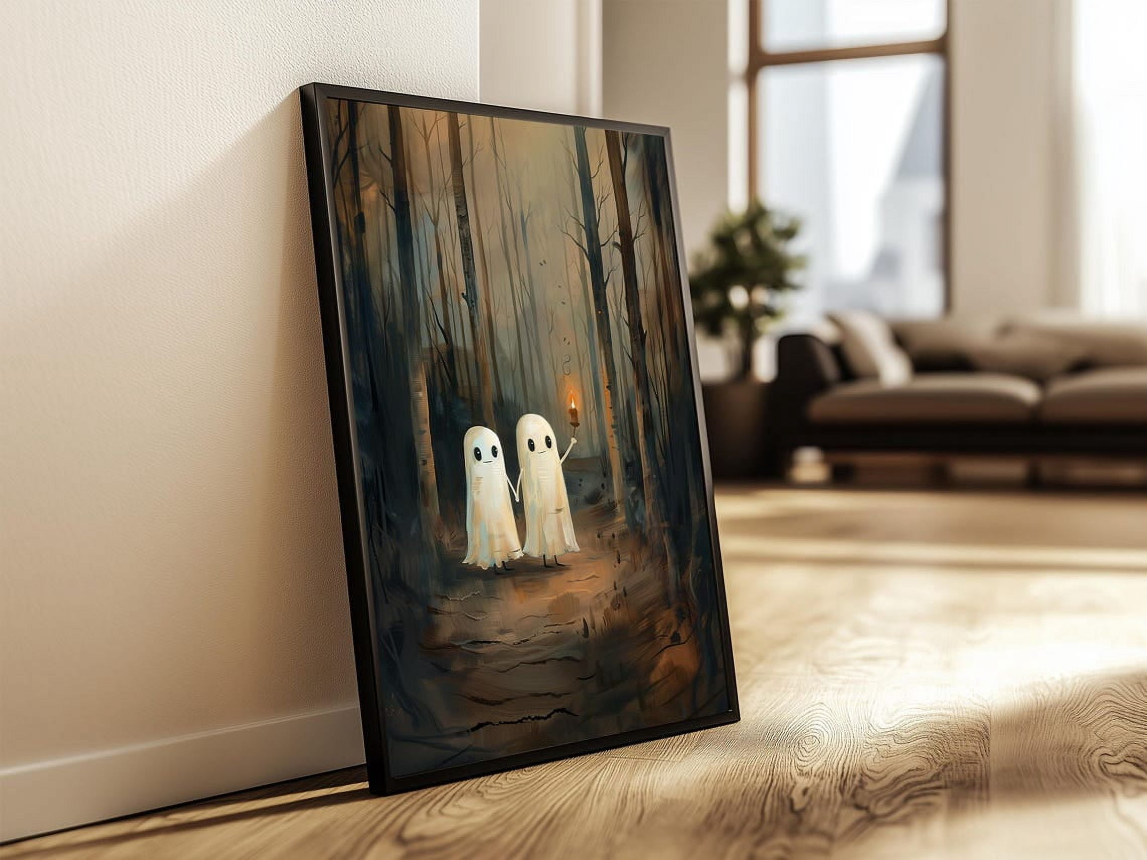 Miluva Ghost Couple In Dark Forest Print, Romantic Wall Art, Spooky ...
