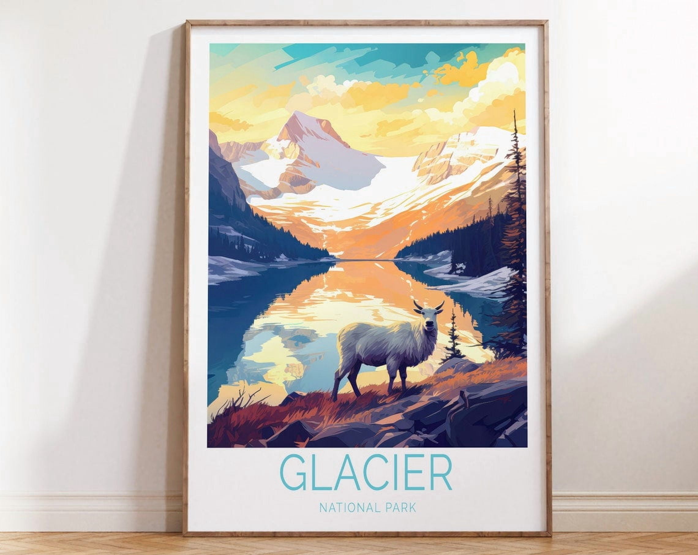 Miluva Glacier National Park Travel Poster, Glacier Montana Poster ...