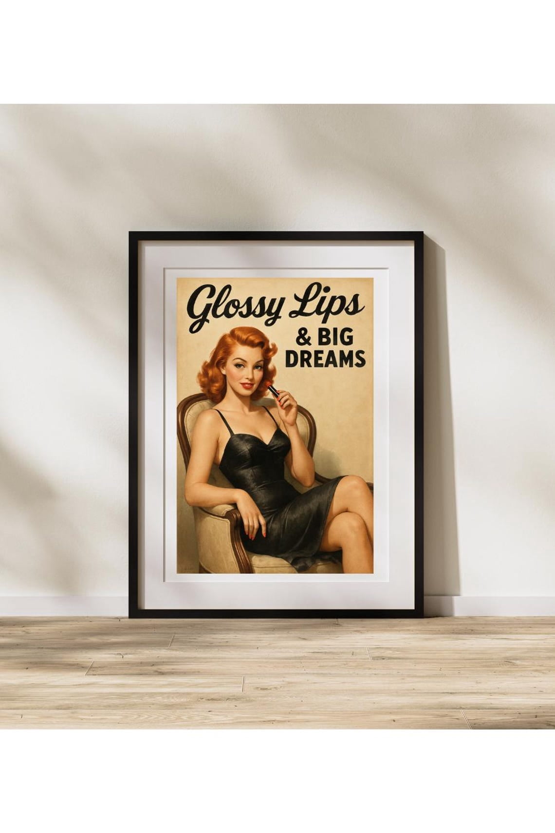Miluva Glossy Lips & Big Dreams Retro Glam Printable Poster, Vintage ...