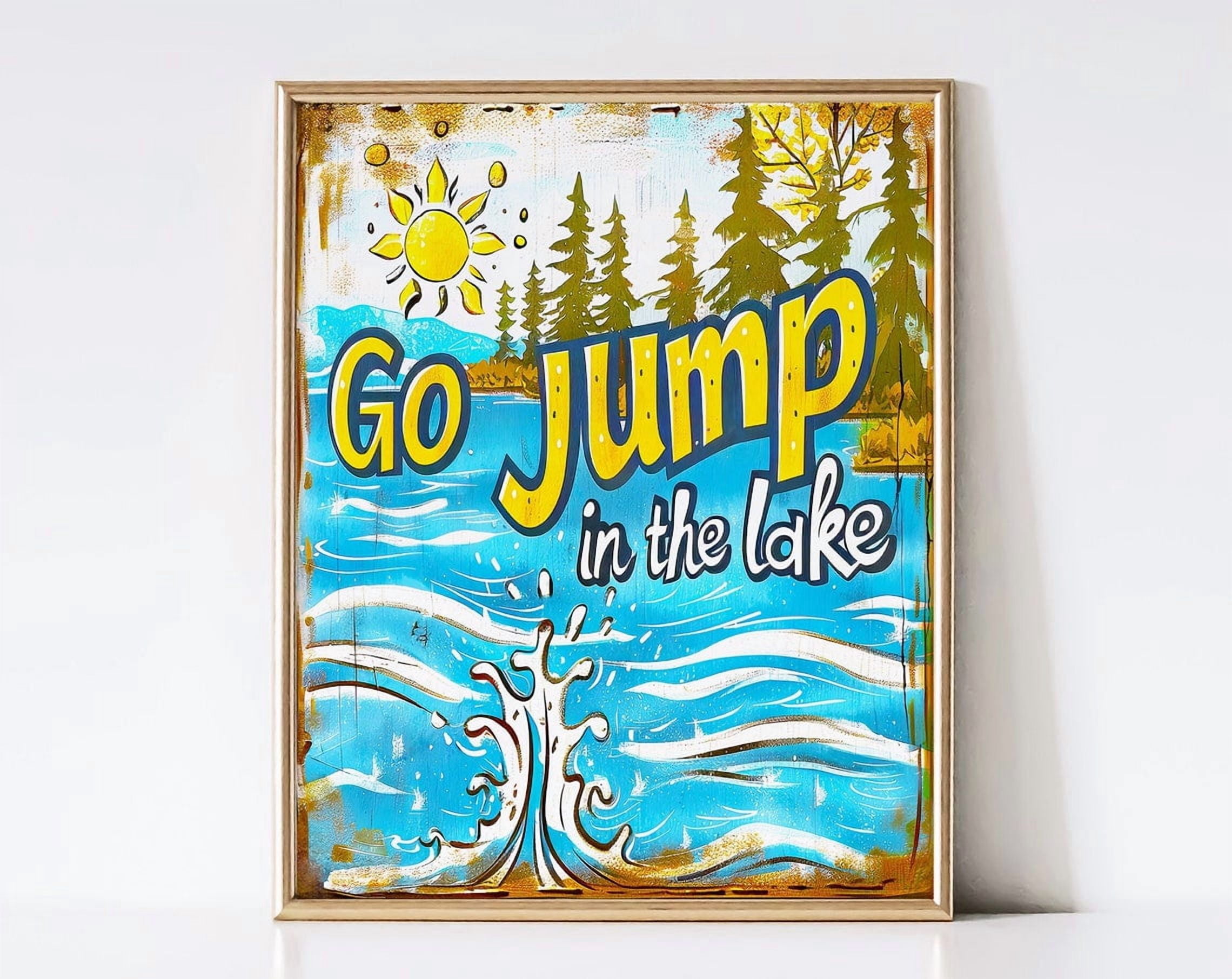 Miluva Go Jump In The Lake Wall Art Poster Retro Art Poster Lake House ...