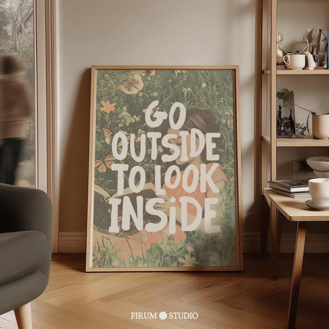 Miluva Go Outside To Look Inside Printable Quote Art, Cottagecore ...