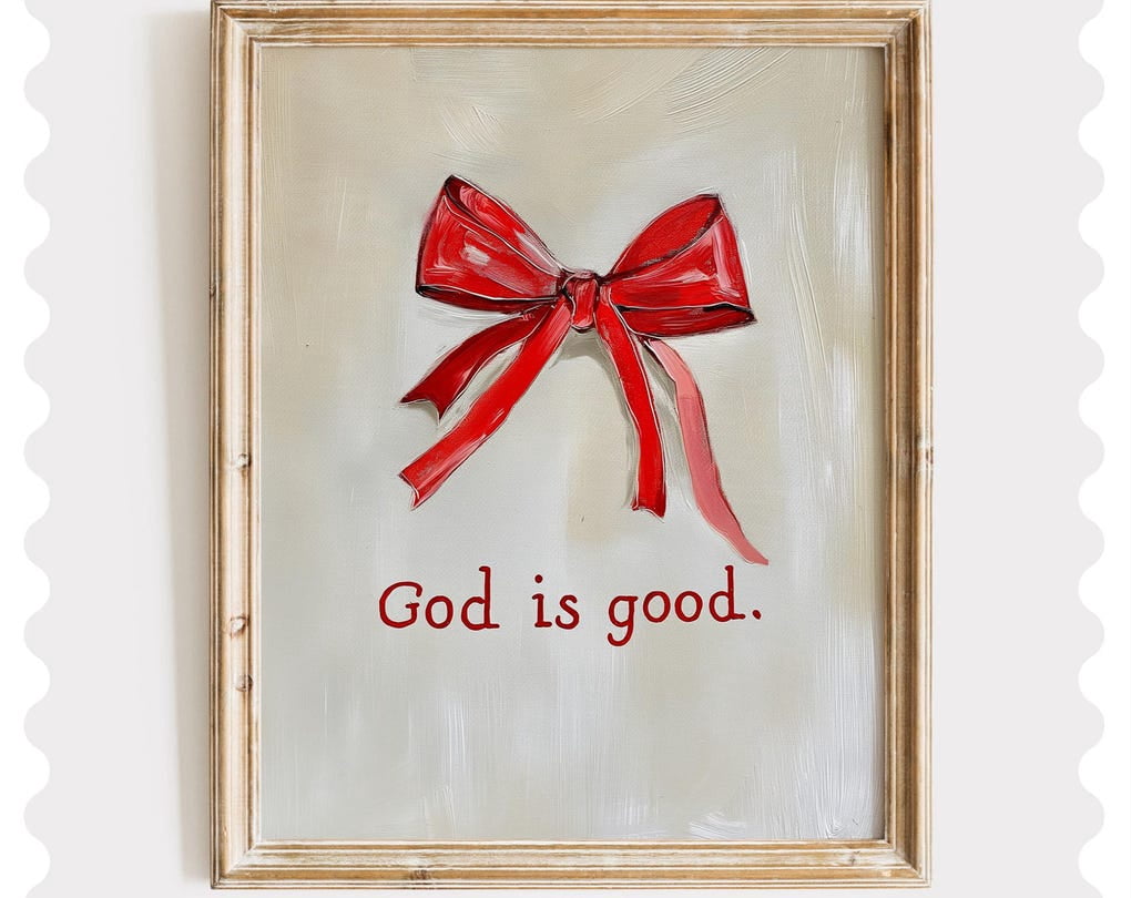 Miluva God Is Good Print Red Bow Christian Wall Art, Minimalist ...